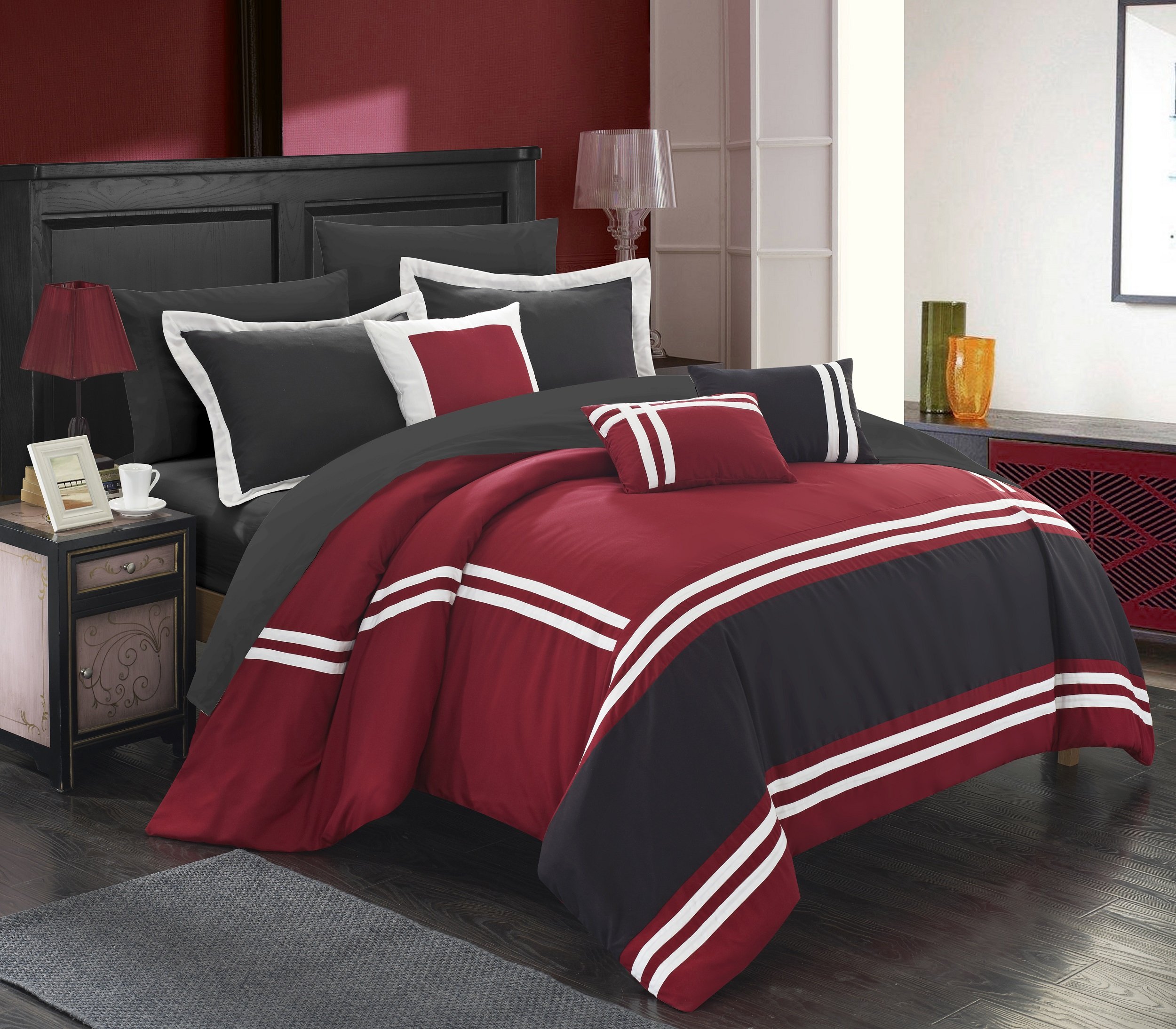Chic Home Zarah Colorblock King Size Comforter Set, 10-Piece King ...