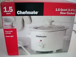 Amazon.com: Chefmate 1.5 Qt. Slow Cooker -- Removable Ceramic Insert ...