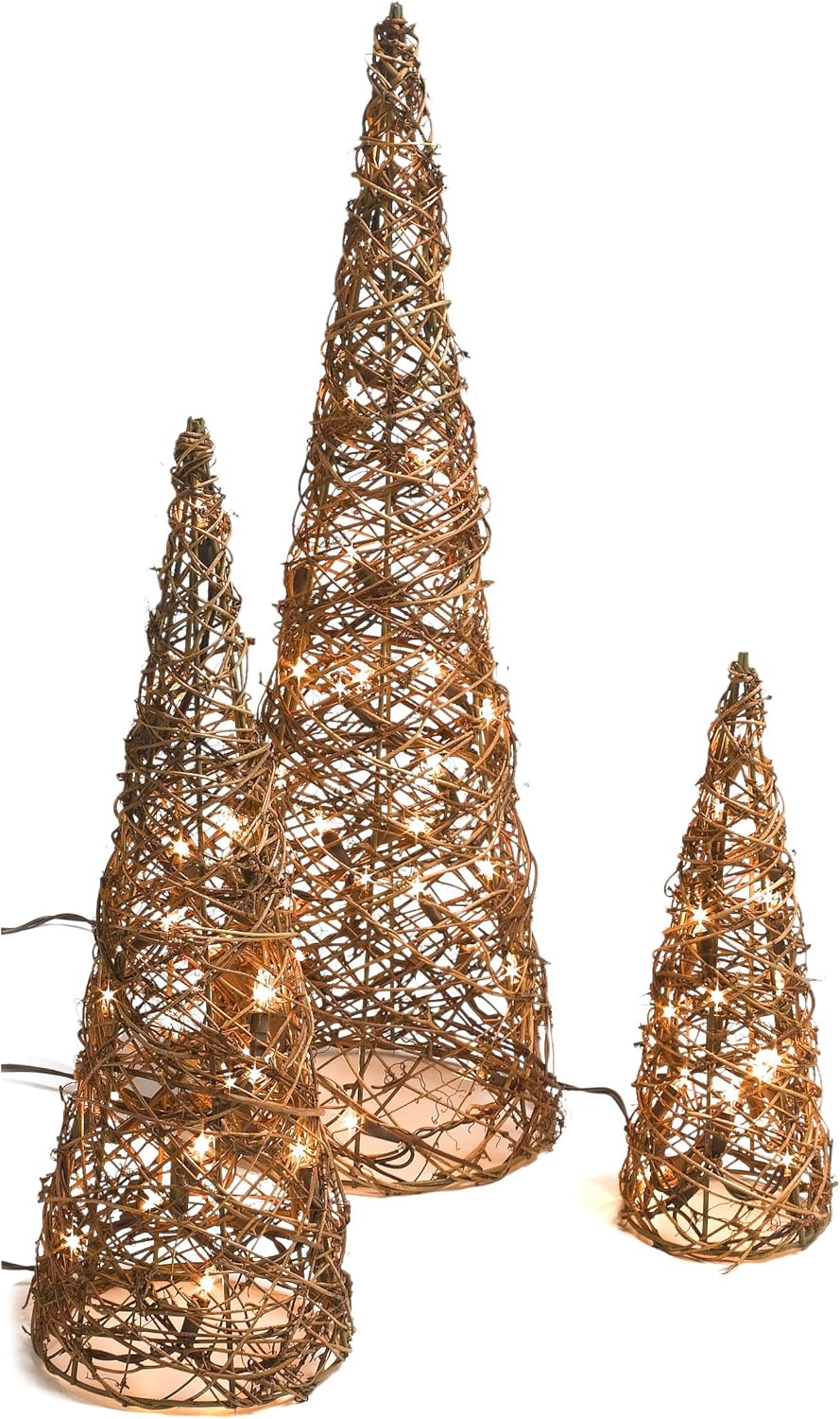 Amazon.com: Bethlehem Lighting GKI 3-Piece Twig Rattan Cones: 12-Inch ...