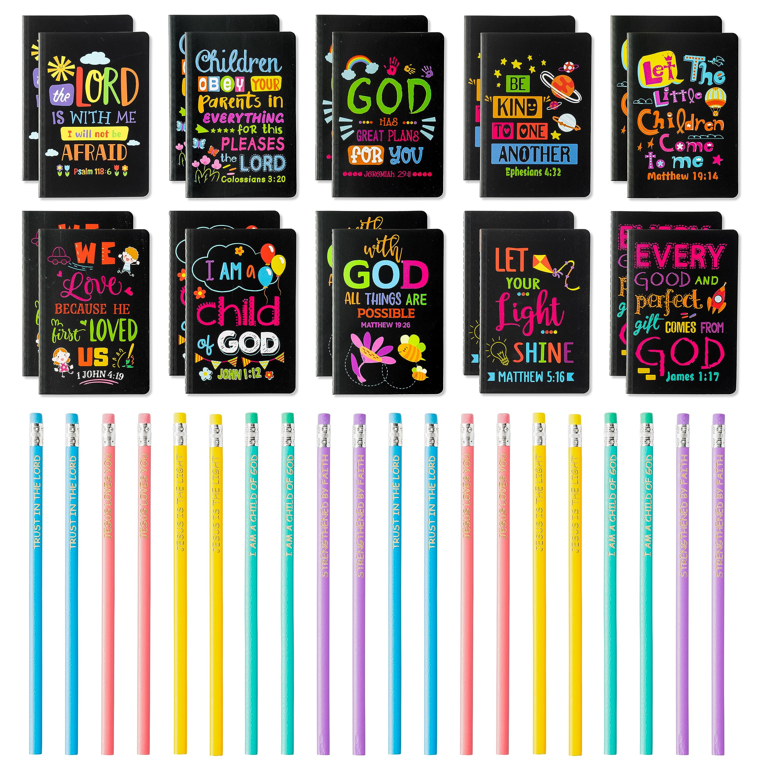 40Pcs Bible Verse Notepad Bible Pencils for Kids Bulk Religious ...