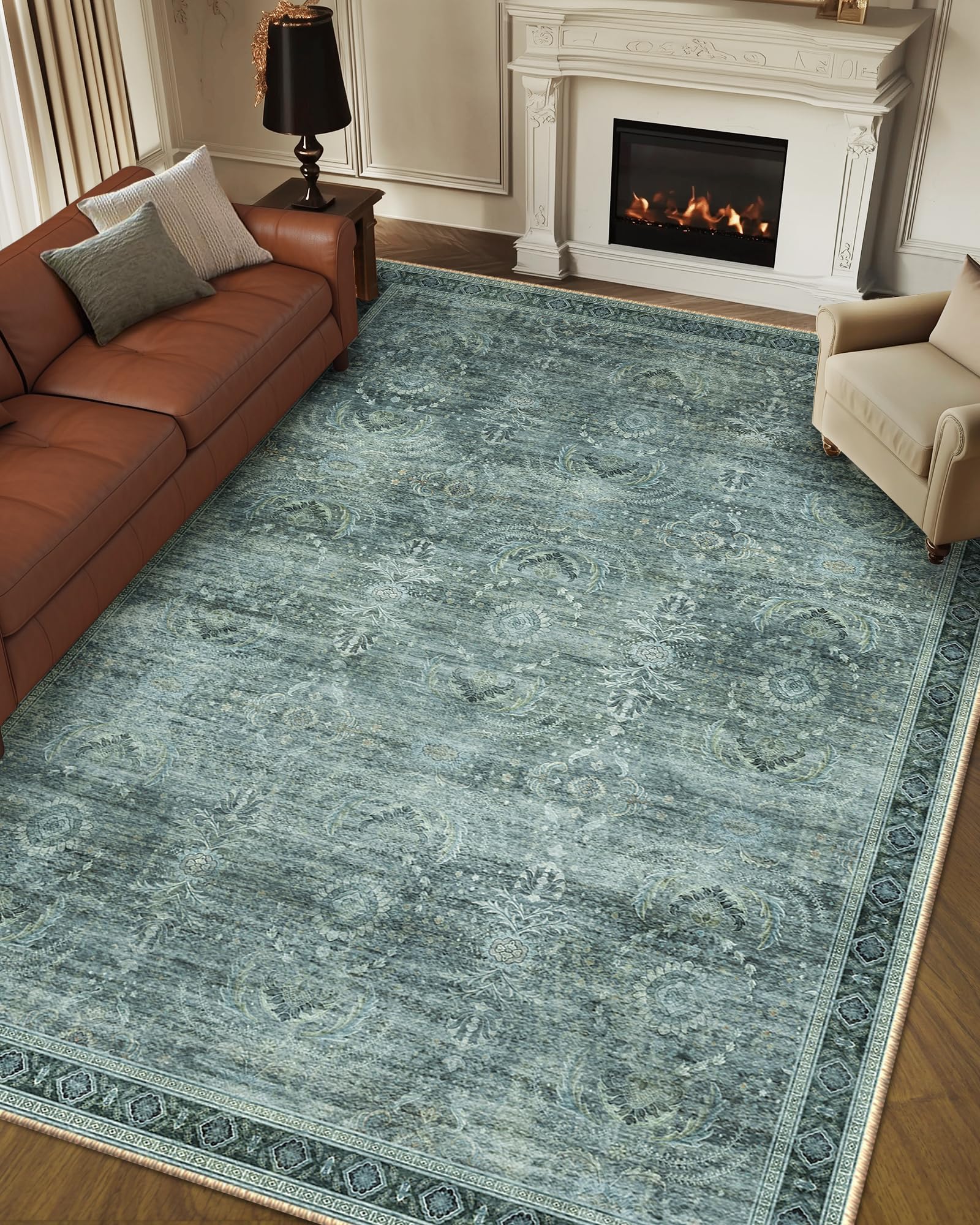 RELEANY 9x12 Area Rug Washable for Living Room Print Ultra-Thin Non ...
