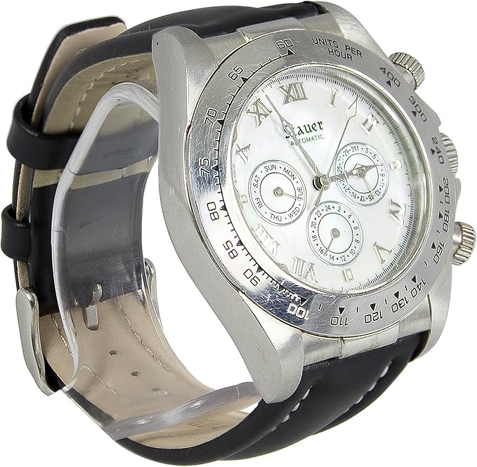 Men's Stauer Leather Band Monaco: Amazon.co.uk: Watches