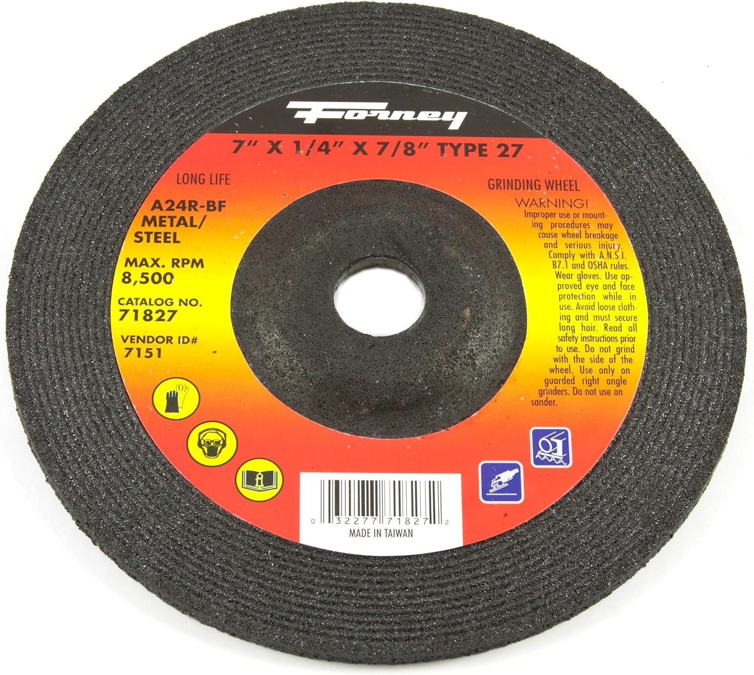 Amazon.com: Forney 71827 Grinding Wheel with 7/8-Inch Arbor, Metal Type ...