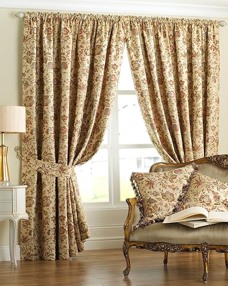 Riva Paoletti Florence Cream Pencil Pleat Curtains, 66 x 72 (168 x 183 ...