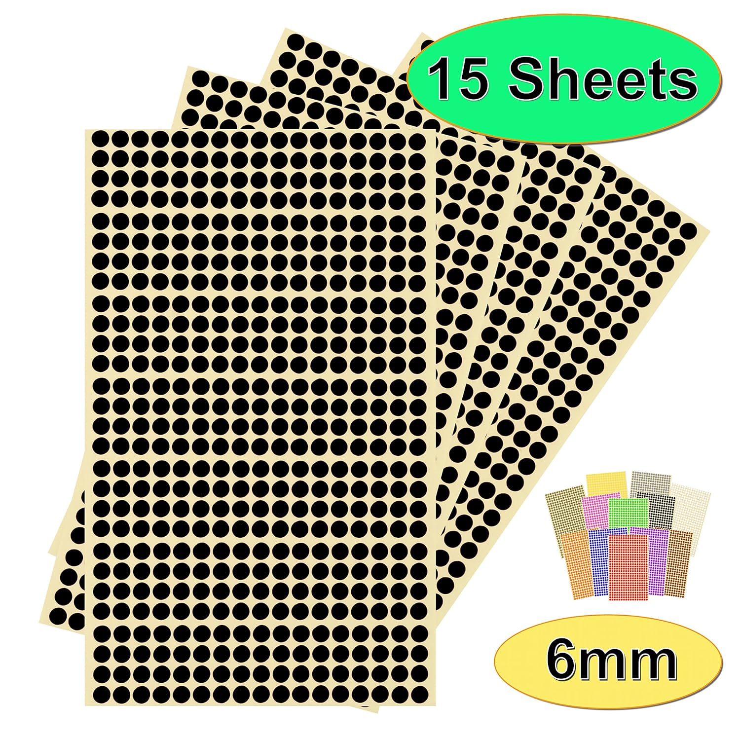 Best-Selling Pack of 7140 x 6mm 1/4 Inch Round Coloured Easy Peel Self ...