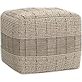 Amazon.com: SIMPLIHOME Elmer Contemporary Square Woven Pouf Jute, Cotton for The Living, Bedroom ...