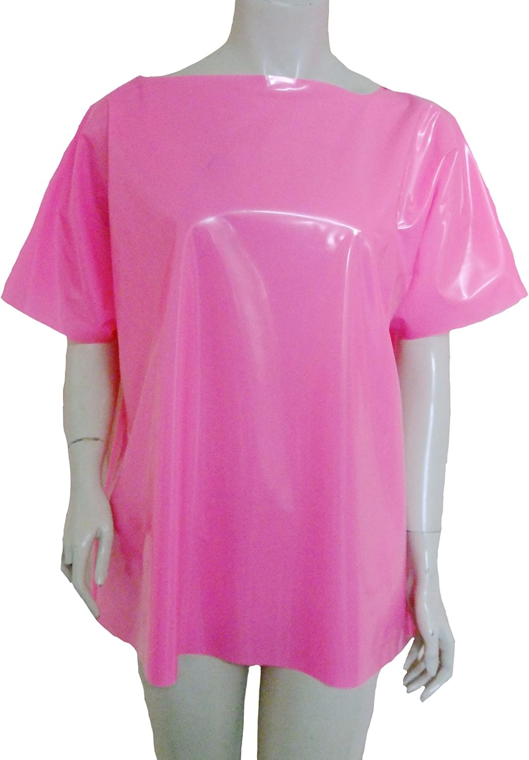 Shiny Hot Pink PVC Tee Top. Large to XXL (Heavy PVC): Amazon.co.uk ...