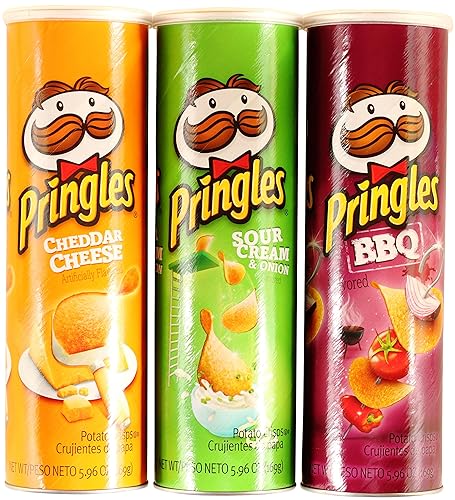 Pringles Potato Chips Variety Bundle: (1) Cheddar Cheese 5.96oz, (1) Sour Cream and Onion 5.96oz ...