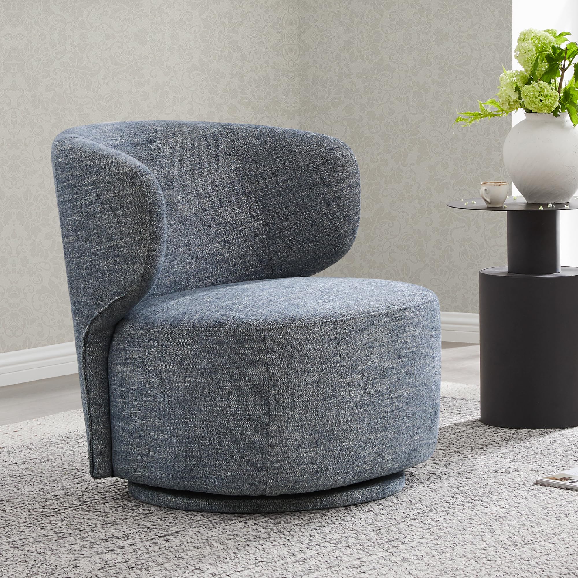 KISLOT Modern Swivel Accent Wrap Around Upholstered Chair for Living ...
