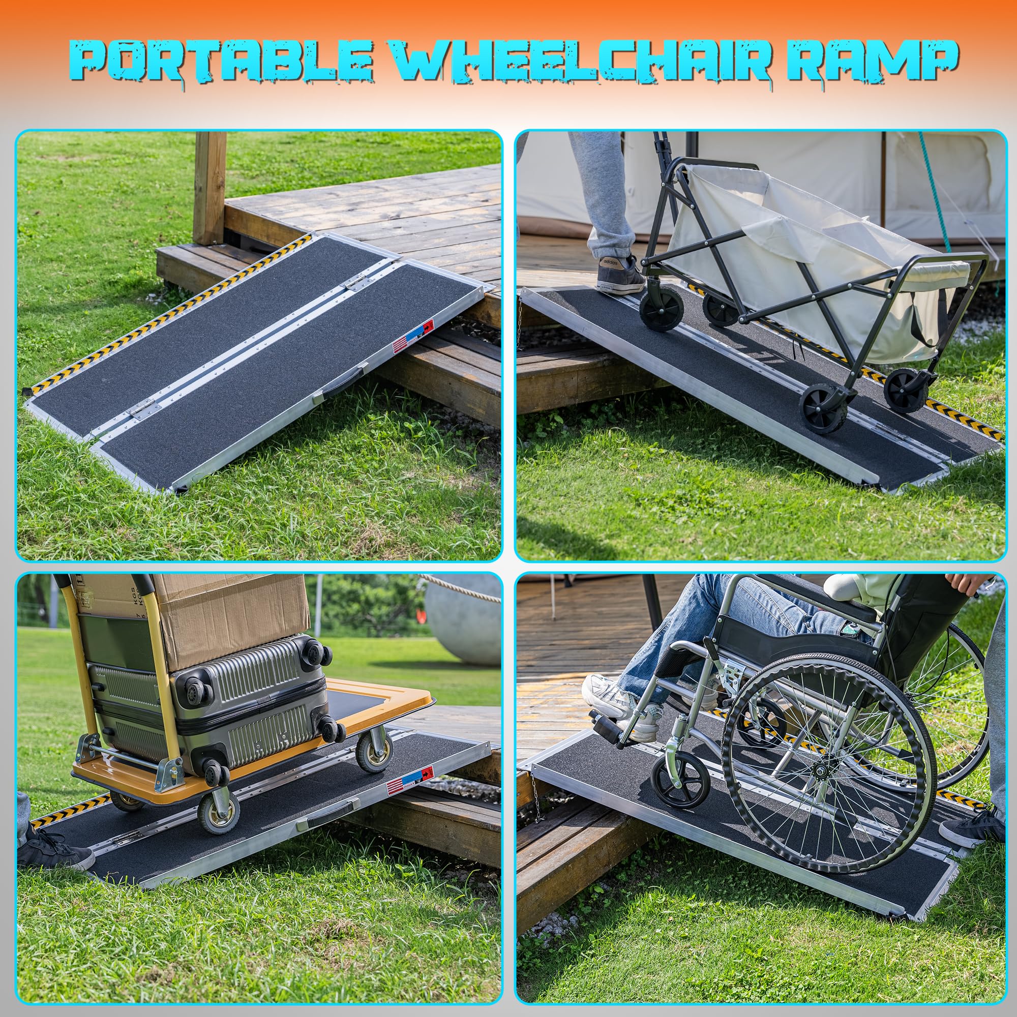 Mua Portable Wheelchair Ramp 4FT, Anti-slip Aluminum Folding Portable ...