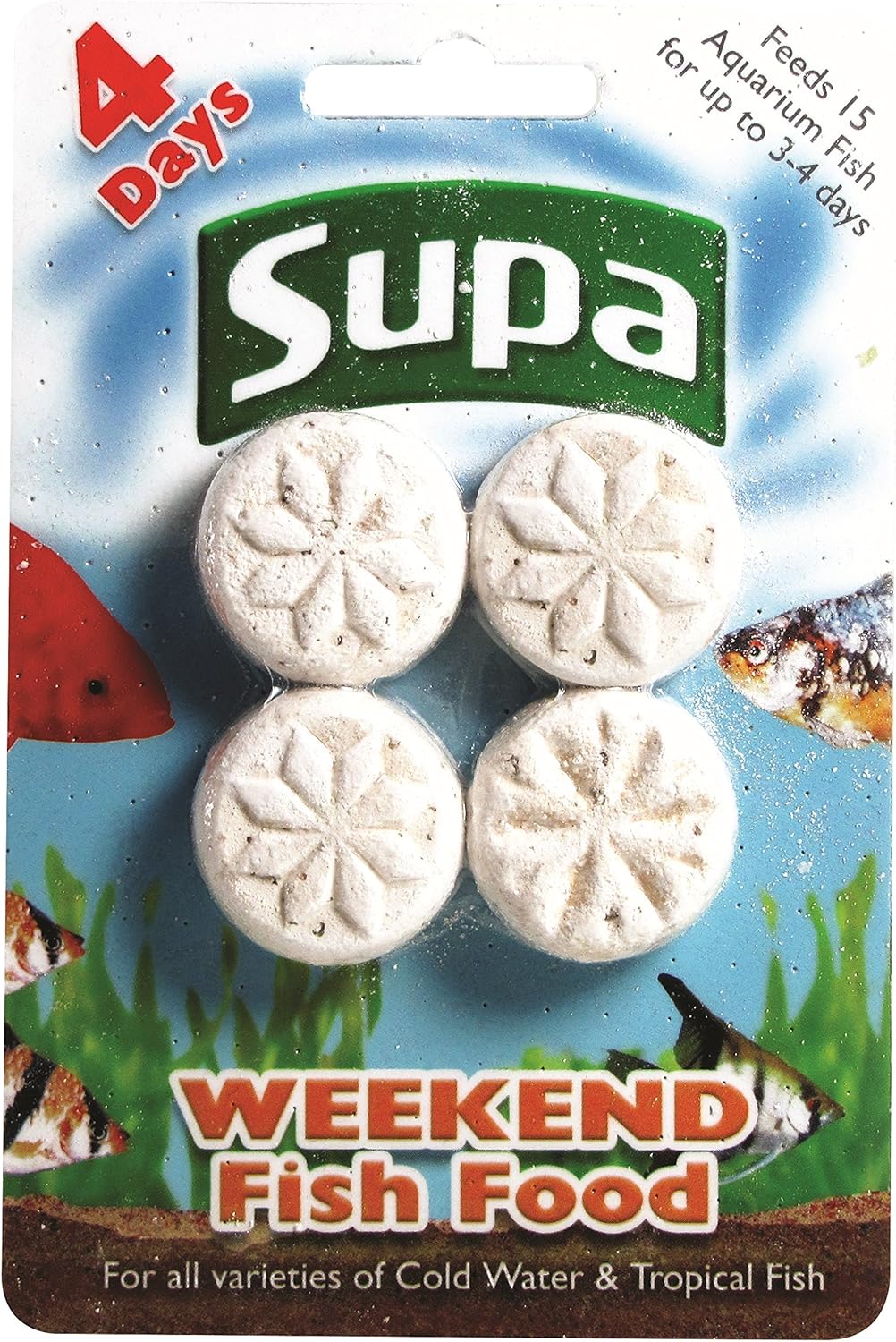 Supa Aquarium Weekend Fish Food, 4 Days, Pack of 4, Easy To Use, Slow ...