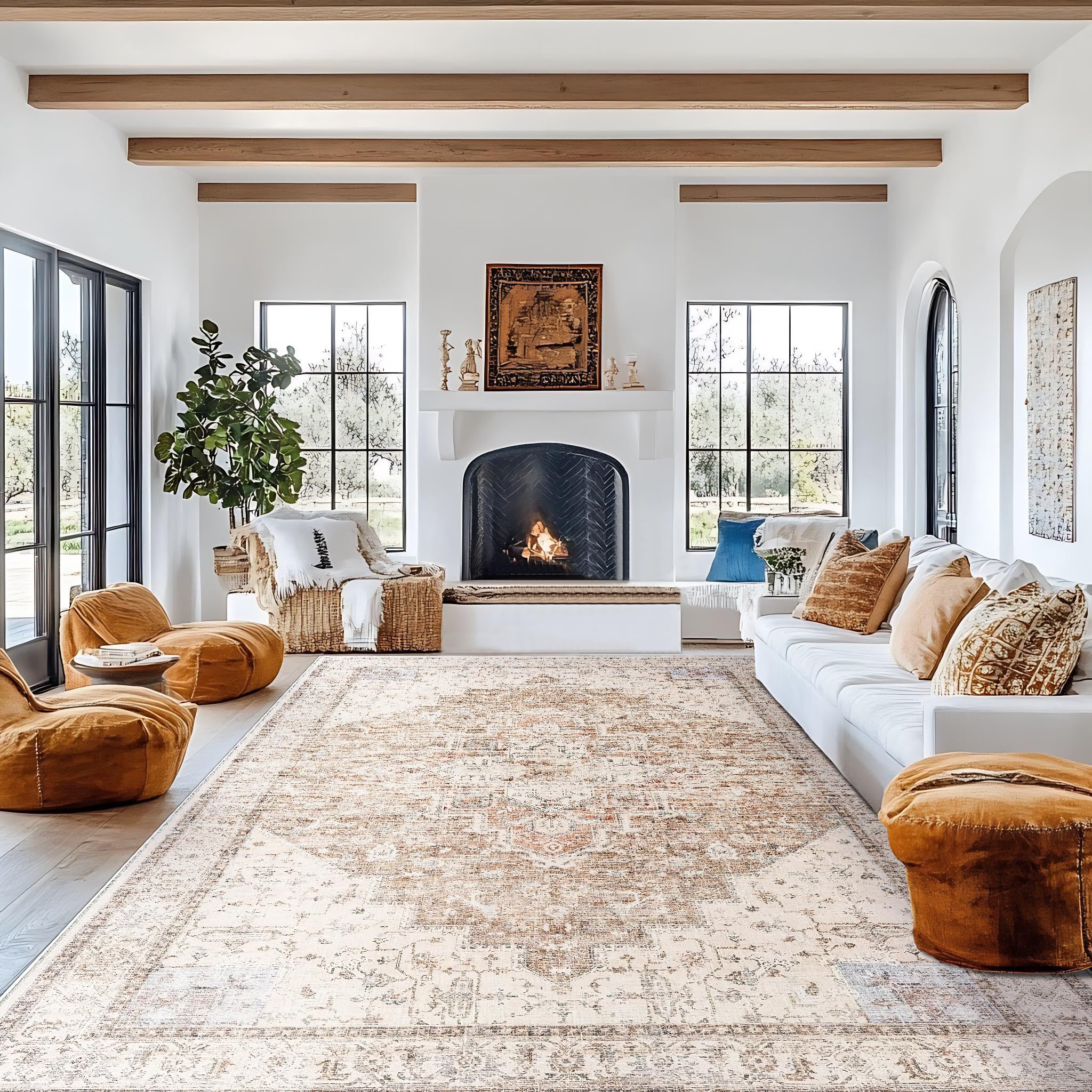 BILEEHOME Modern Farmhouse Area Rugs 8x10 Living Room Dining Room Under ...