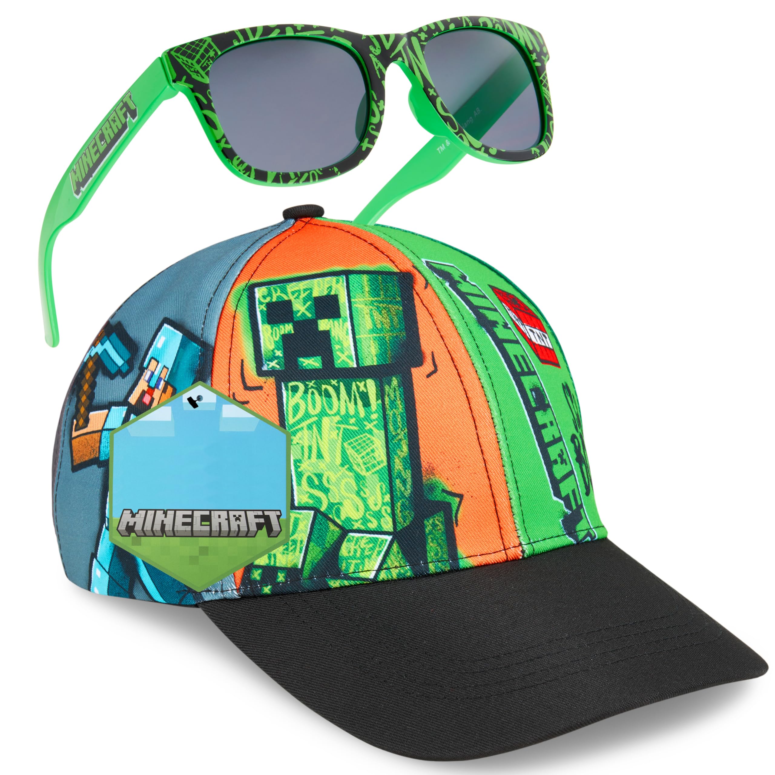 Minecraft Trucker Hat Baseball Cap and Kids Sunglasses Set Adjustable ...