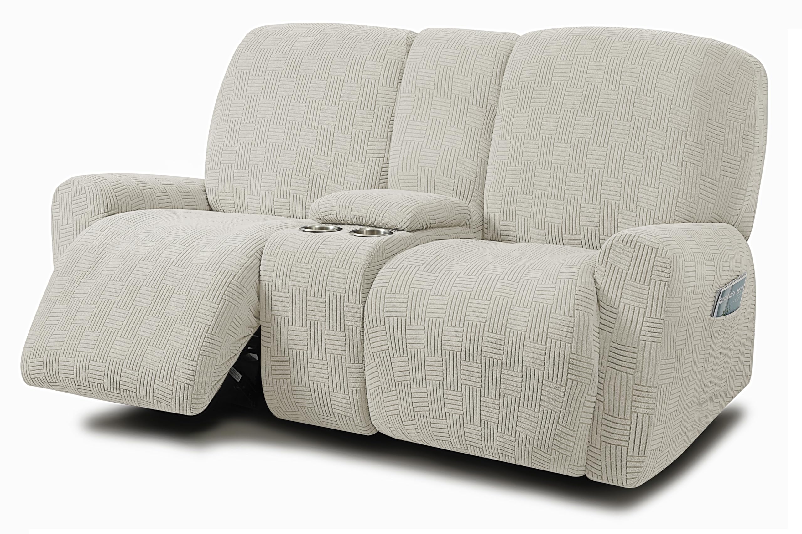ULTICOR Jacquard Design Reclining Loveseat with Middle Console ...