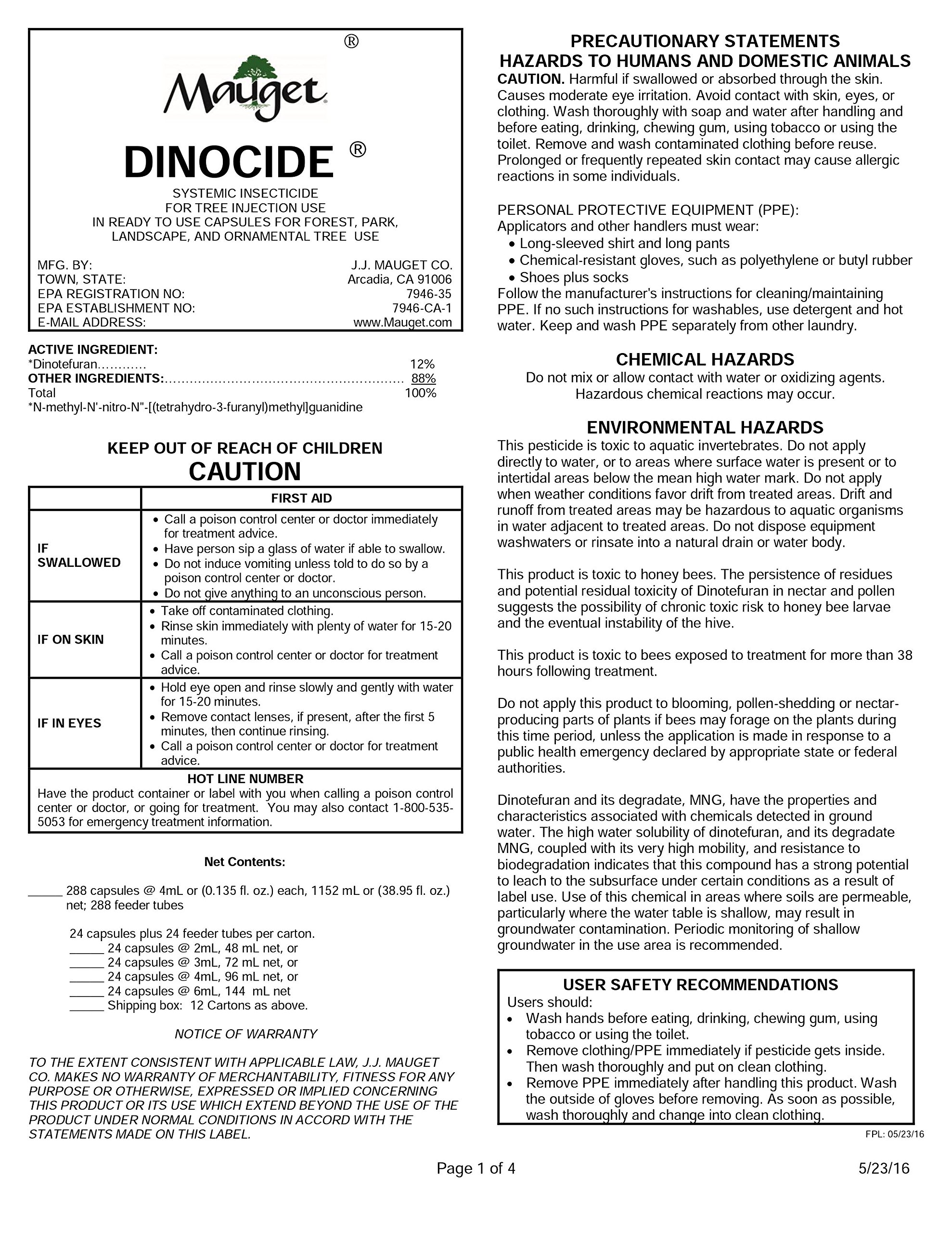 Mua Mauget Dinocide Insecticide, Tree Injector, Insecticide, Containing ...