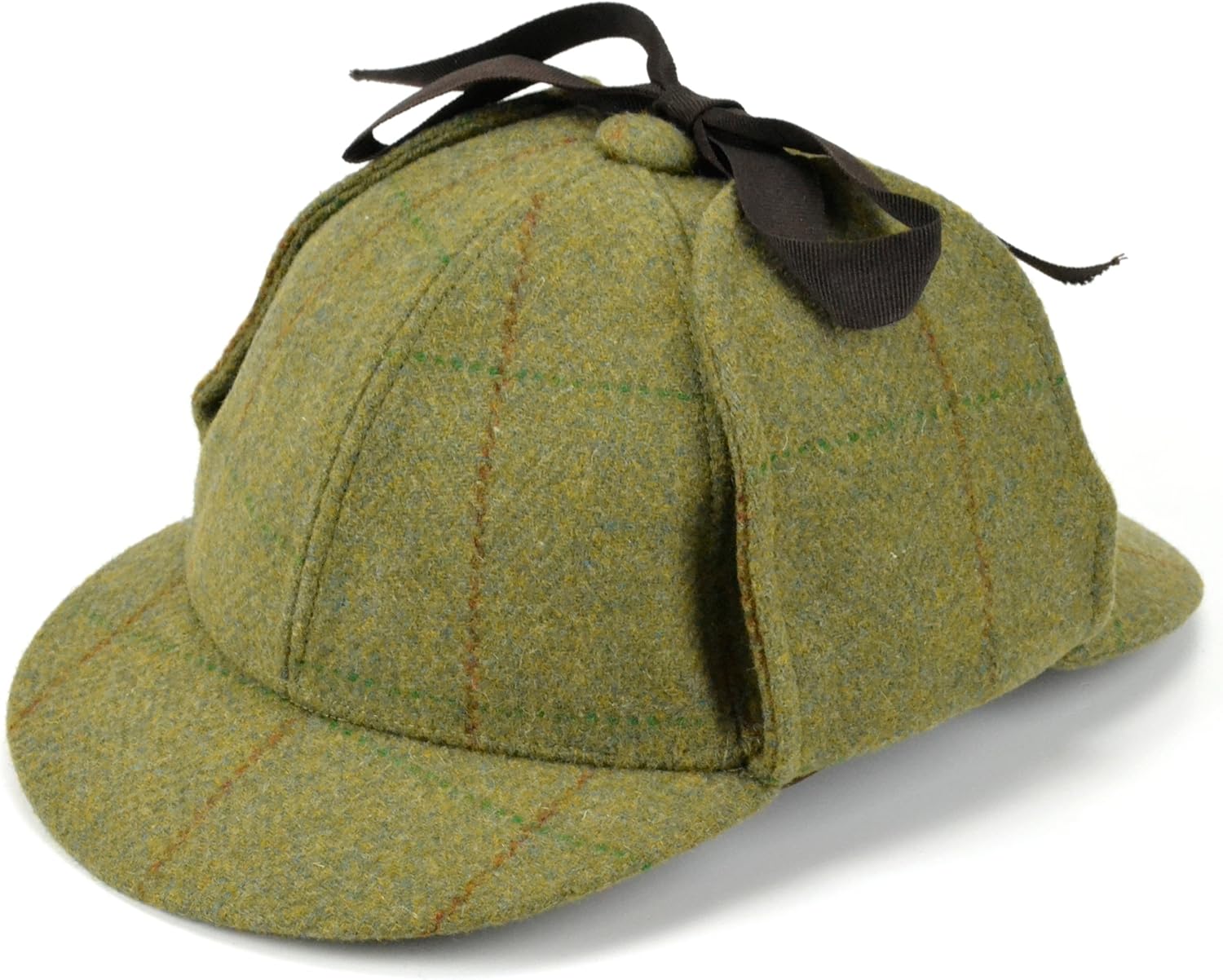 Sherlock Holmes style green tweed deerstalker hat (60cm): Amazon.co.uk ...
