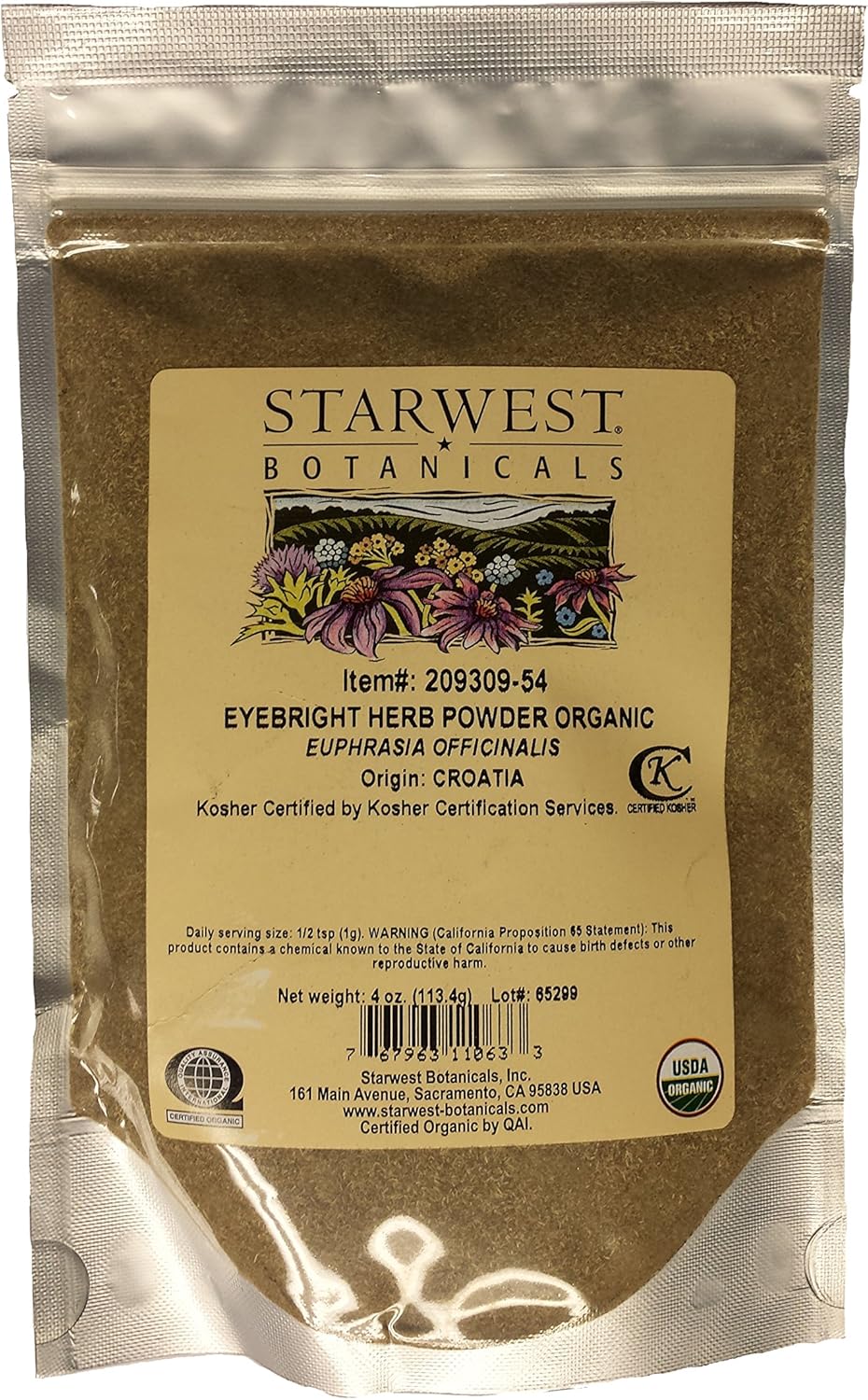 Amazon.com: Eyebright Herb Powder Og - 4 Oz,(Starwest Botanicals ...