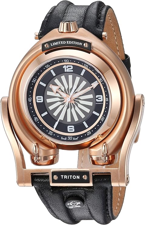 Amazon.com: GV2 by Gevril Triton Mens Swiss Automatic Black Leather ...