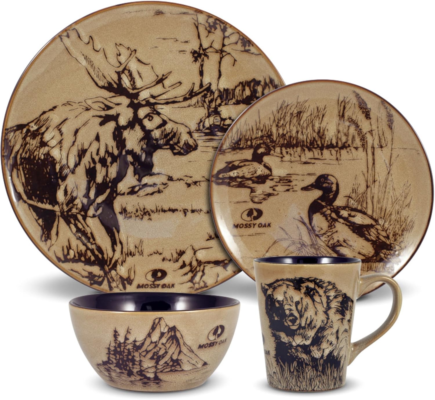 Amazon.com | Mossy Oak Animal Print Dinnerware Set, Assorted ...