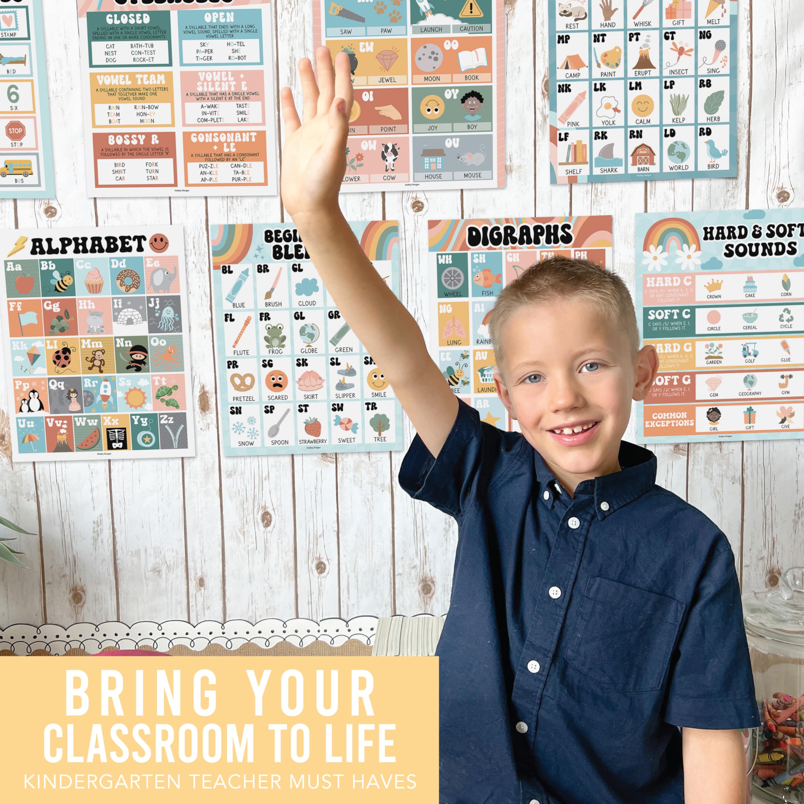 Mua 9 Retro Sound Wall Classroom Phonics Posters For Classroom Wall ...