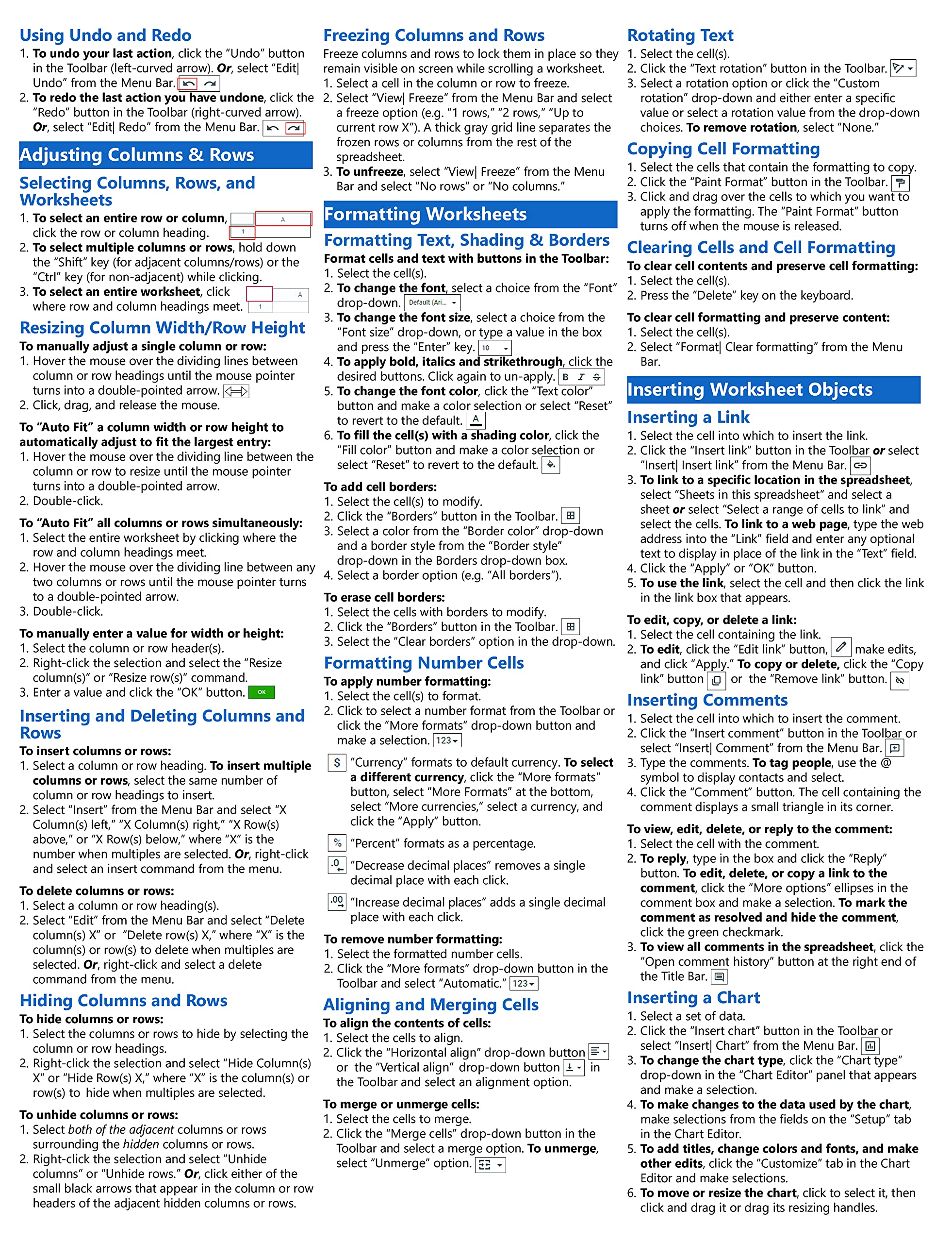 Mua Google Sheets Quick Reference Training Card - Laminated Tutorial ...