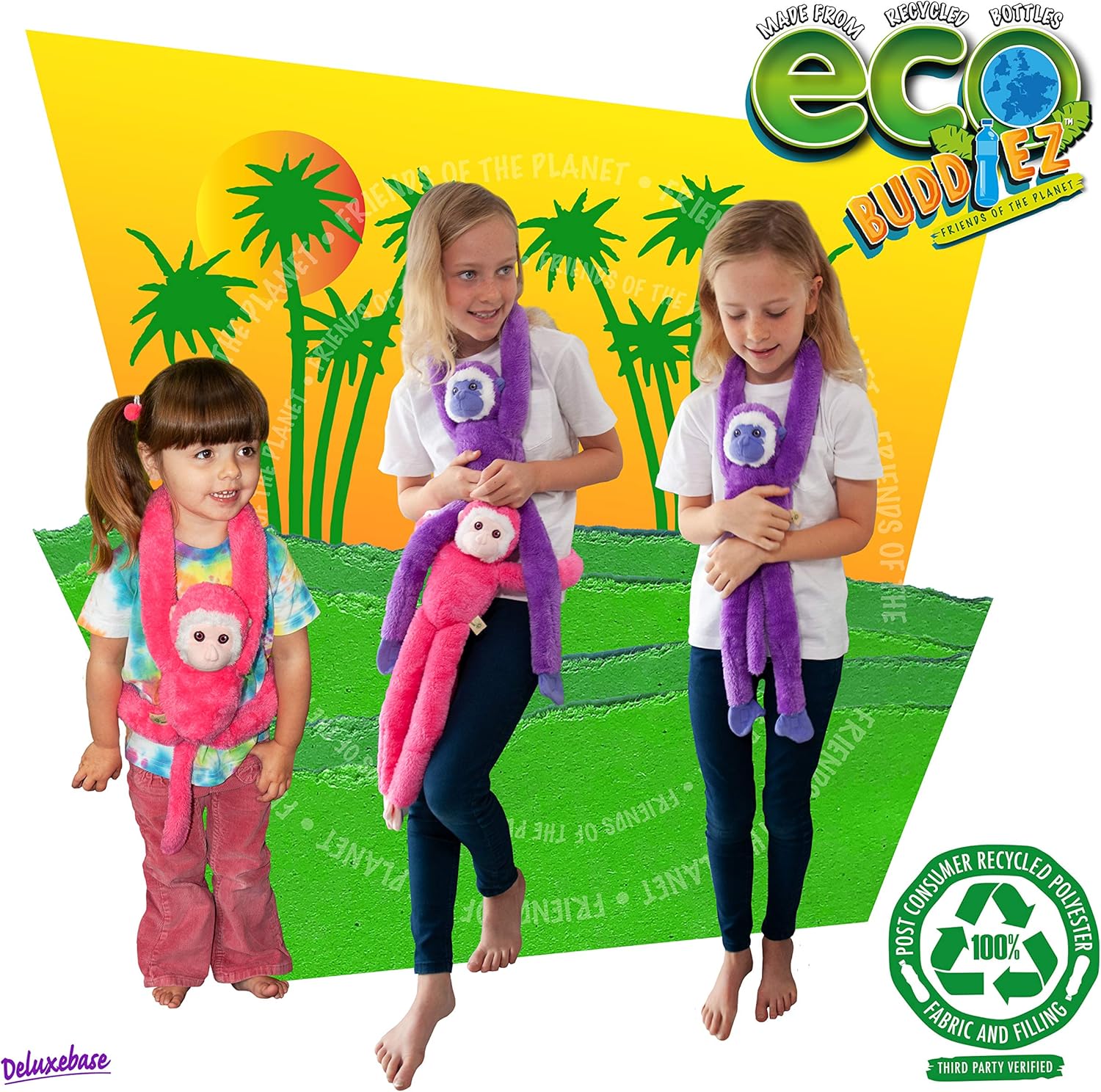 EcoBuddiez Tree Huggers – Chimp from Deluxebase. 72cm Hanging Soft Toy ...
