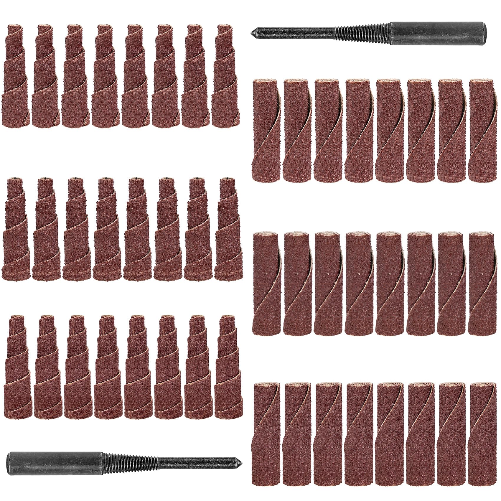 NuoDunco 50Pcs 2 Inch Sand Paper Abrasive Cartridge Rolls Cone Cylinder ...