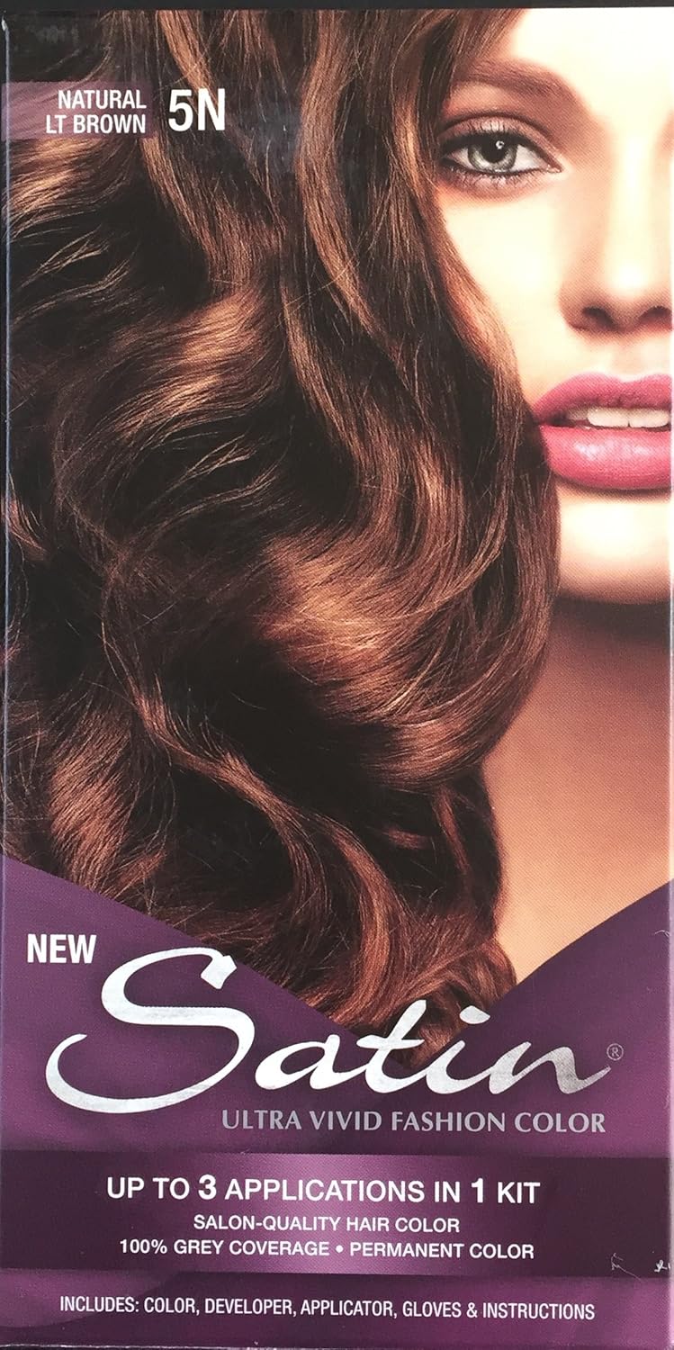 Amazon.com: Satin Hair Color kit Natural Light Brown 5N (3 Application ...
