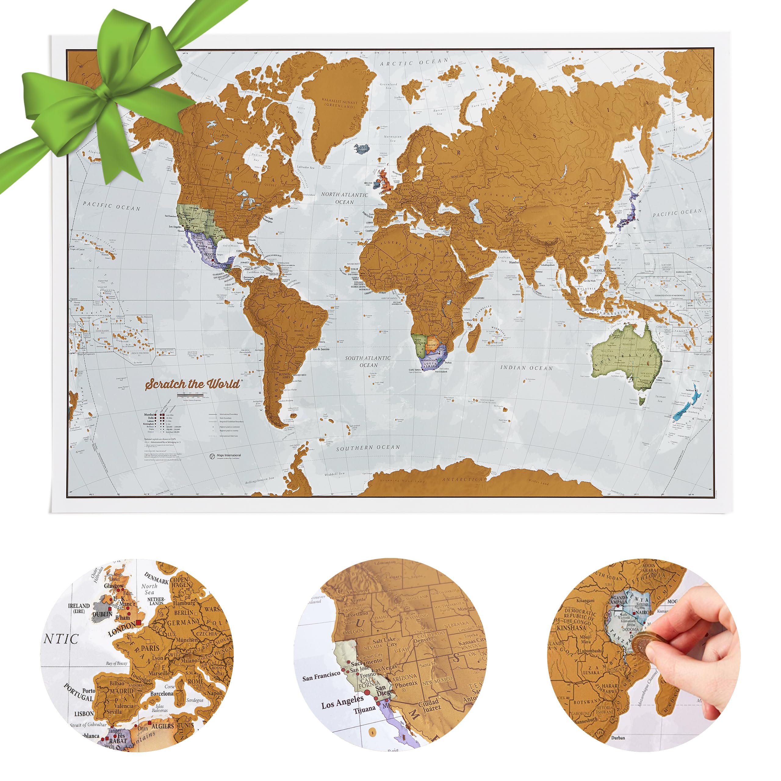Maps International Scratch Off Map Of The World Travel Poster - 17(h) X ...