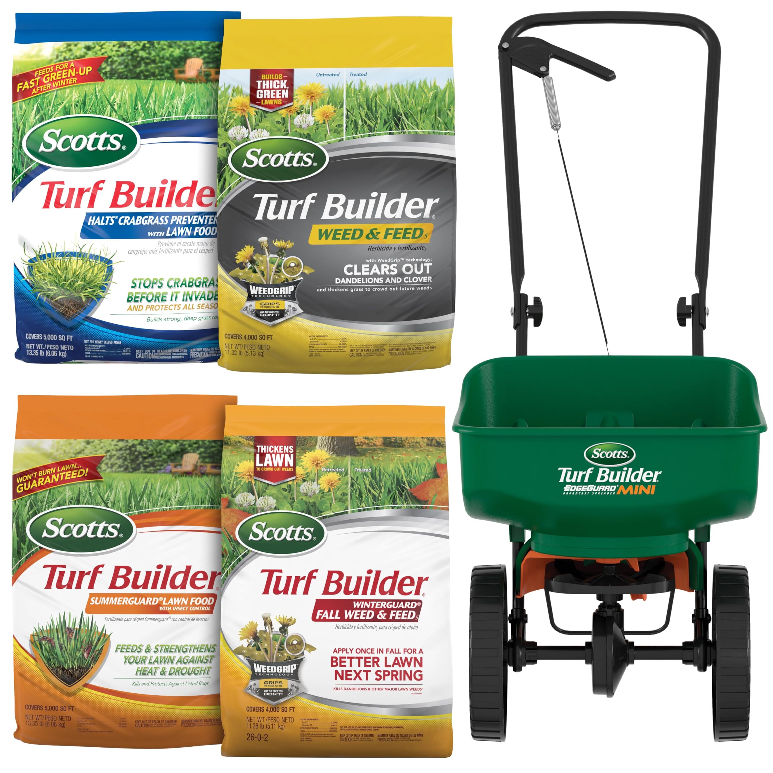 Scotts Turf Builder Bundle for Small, Northern Lawns and a Scotts Turf Builder EdgeGuard Mini ...