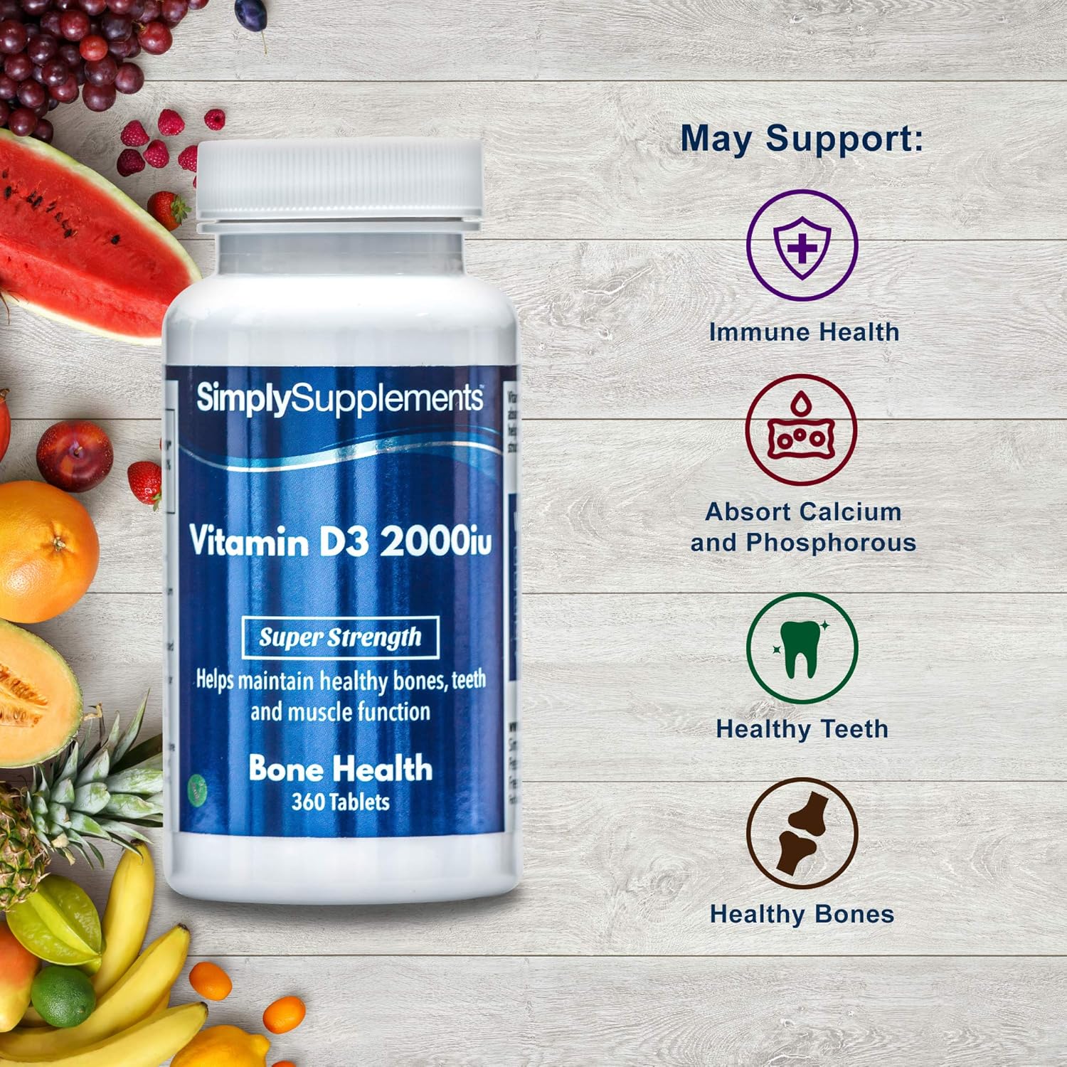 Vitamin D3 2000 iu Tablets | Potent One-a-Day Formula | Meets ...