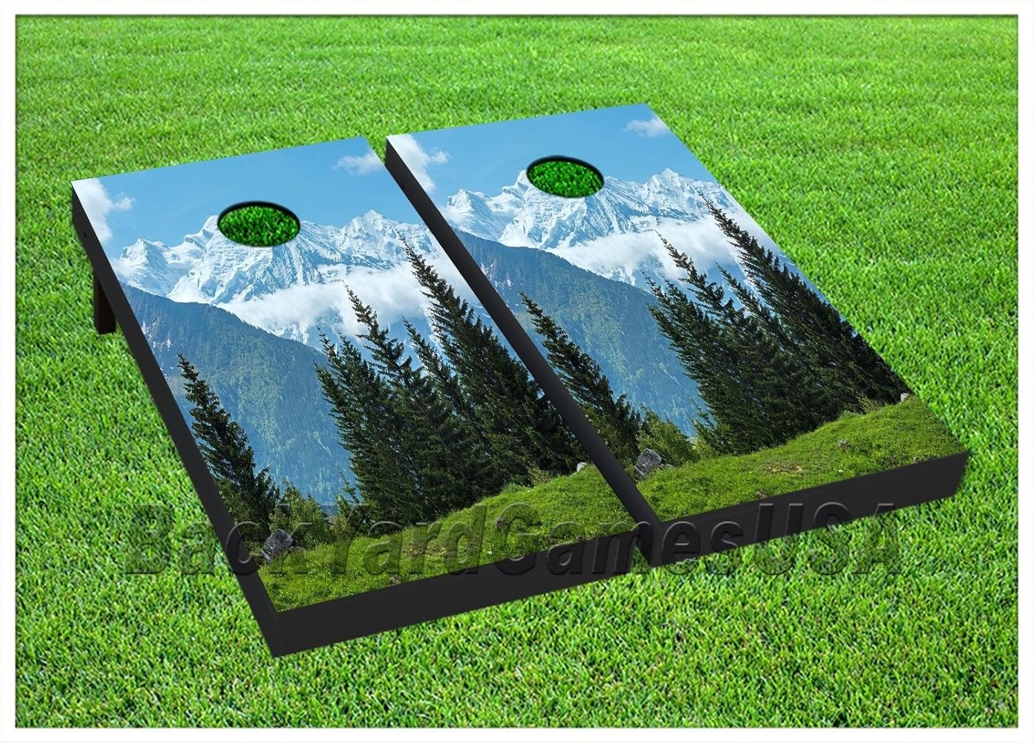 Amazon.com : Beautiful Landscape w Mountain Cornhole Boards BEANBAG ...