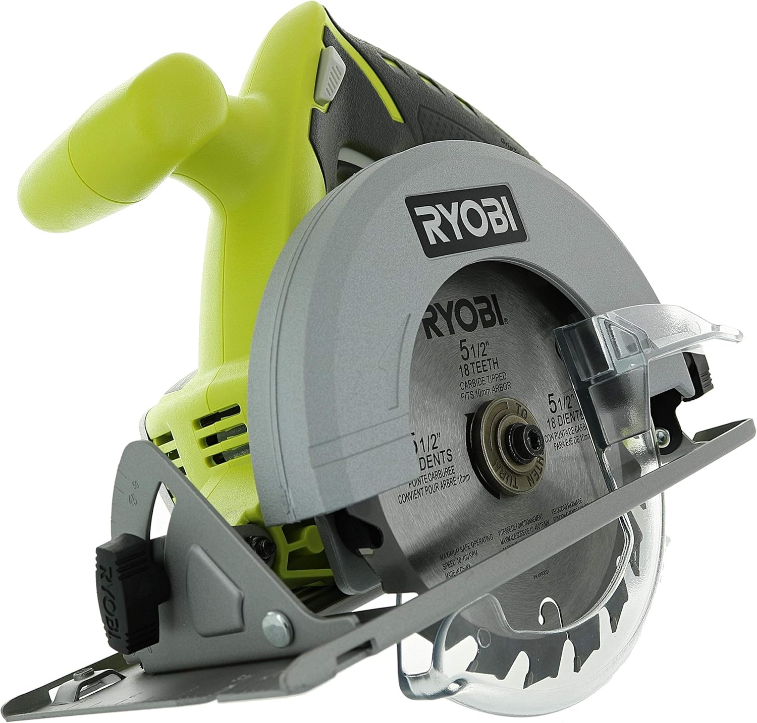 Ryobi P504G One+ 18 V Lithium Ion Cordless 5 1/2 Inch Circular Saw w ...
