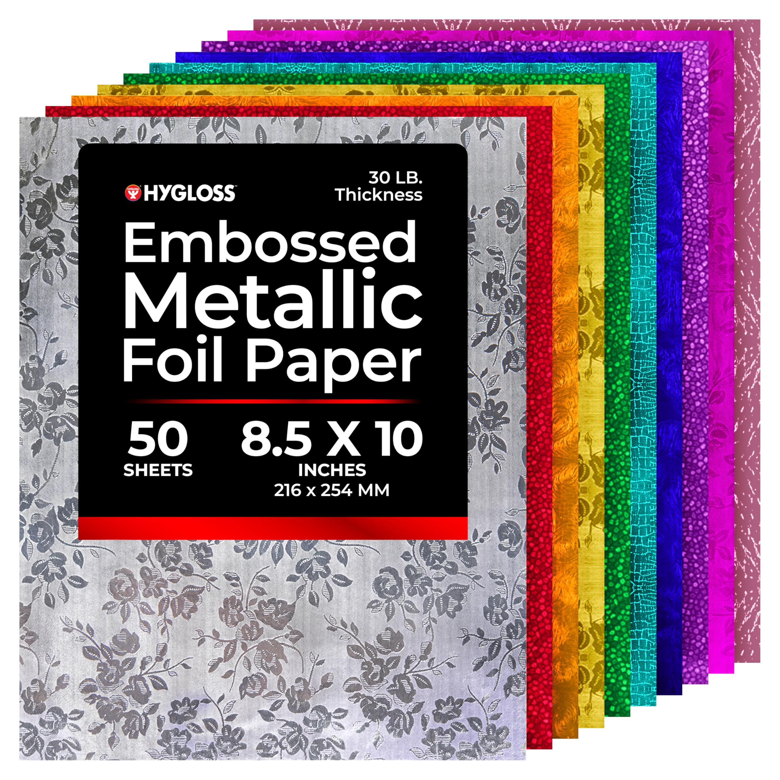 Hygloss Embossed Metallic Foil Paper - 50 Sheets Embossed Metallic Foil ...