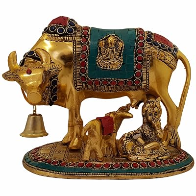 Buy Kamdhenu Cow with Calf Big Size Statue for Pooja Krishna ...
