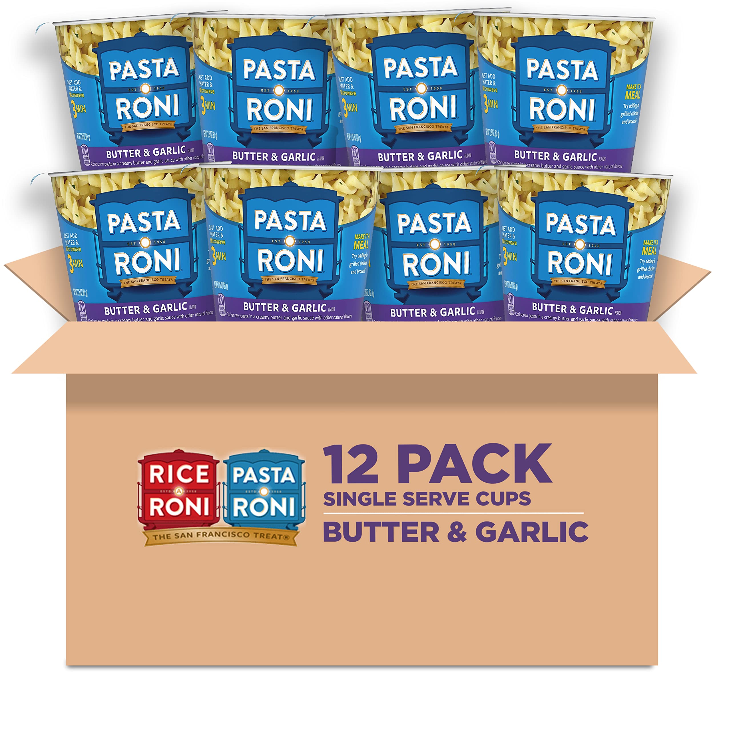 Pasta Roni Cups Mix, Butter & Garlic Pasta, 2.15 Oz (Pack of 12) for ...