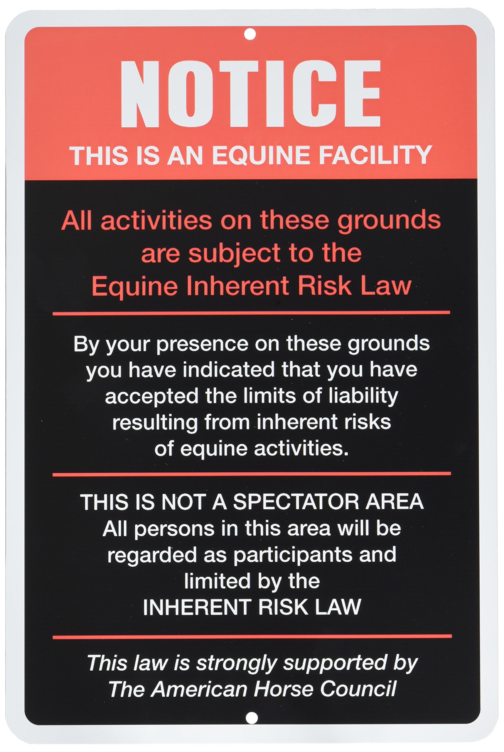 Amazon.com: Tennessee Equine Sign Activity Liability Warning Statute ...