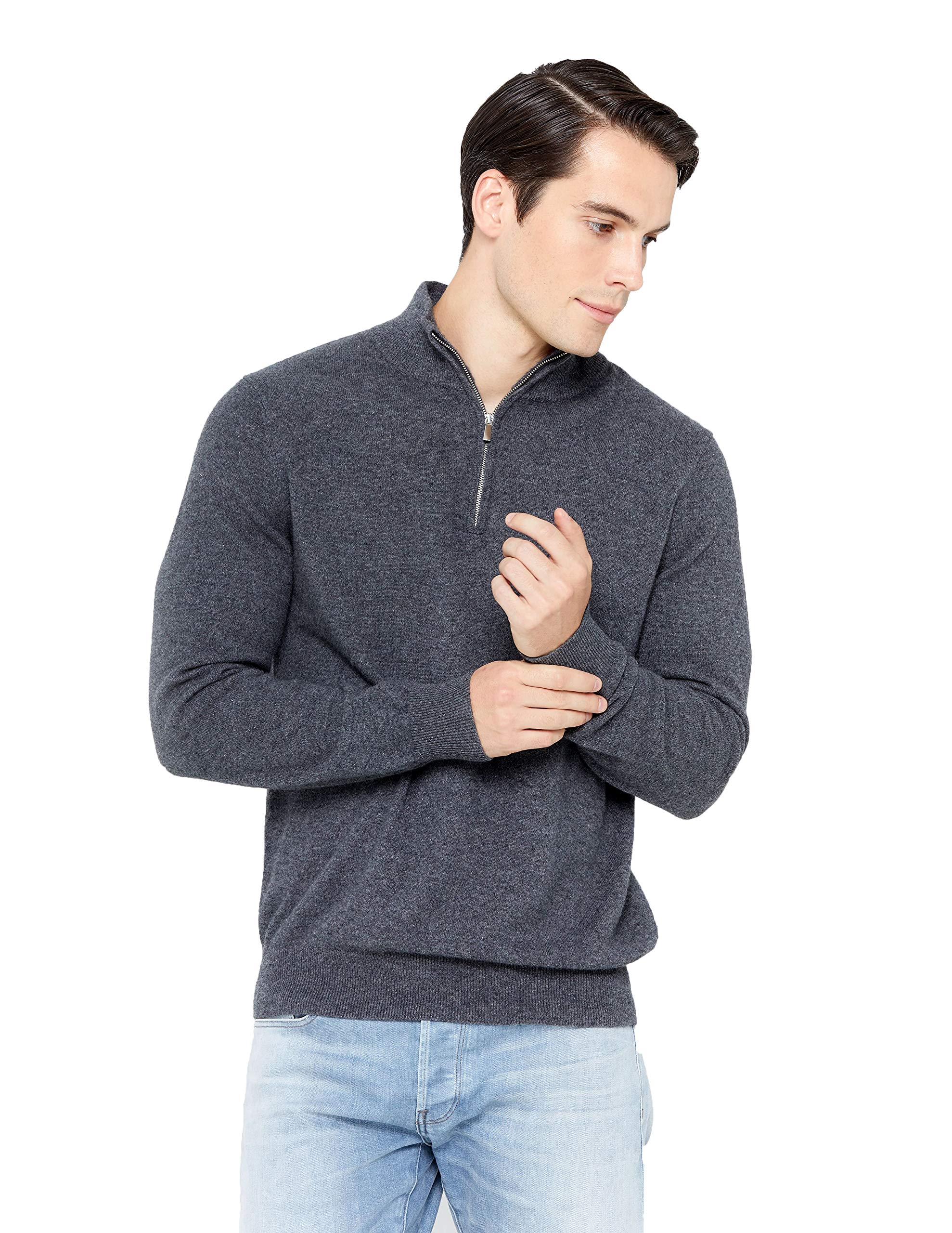 State Cashmere Men's Half Zip Mock Neck Sweater 100% Pure Cashmere Polo ...