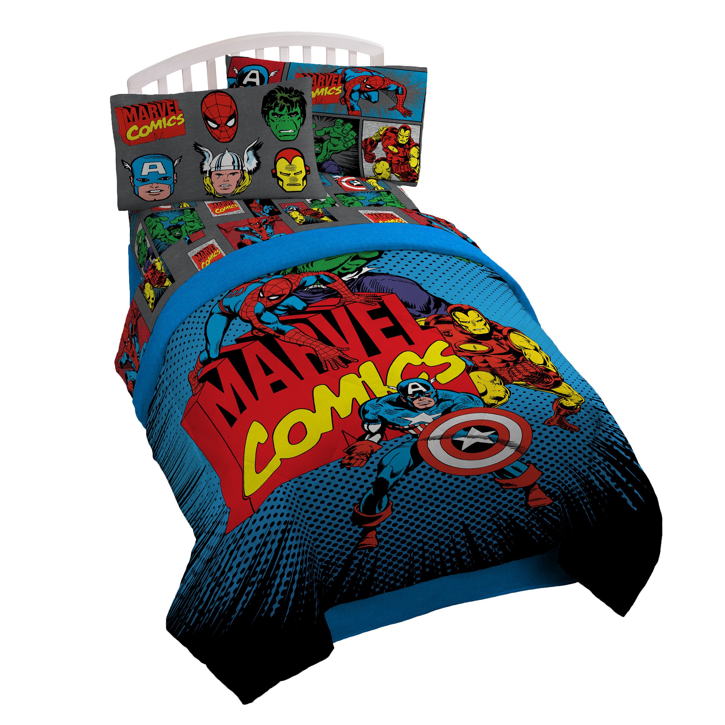 Marvel Superheroes Twin/Full Comforter - Super Soft Kids Reversible ...