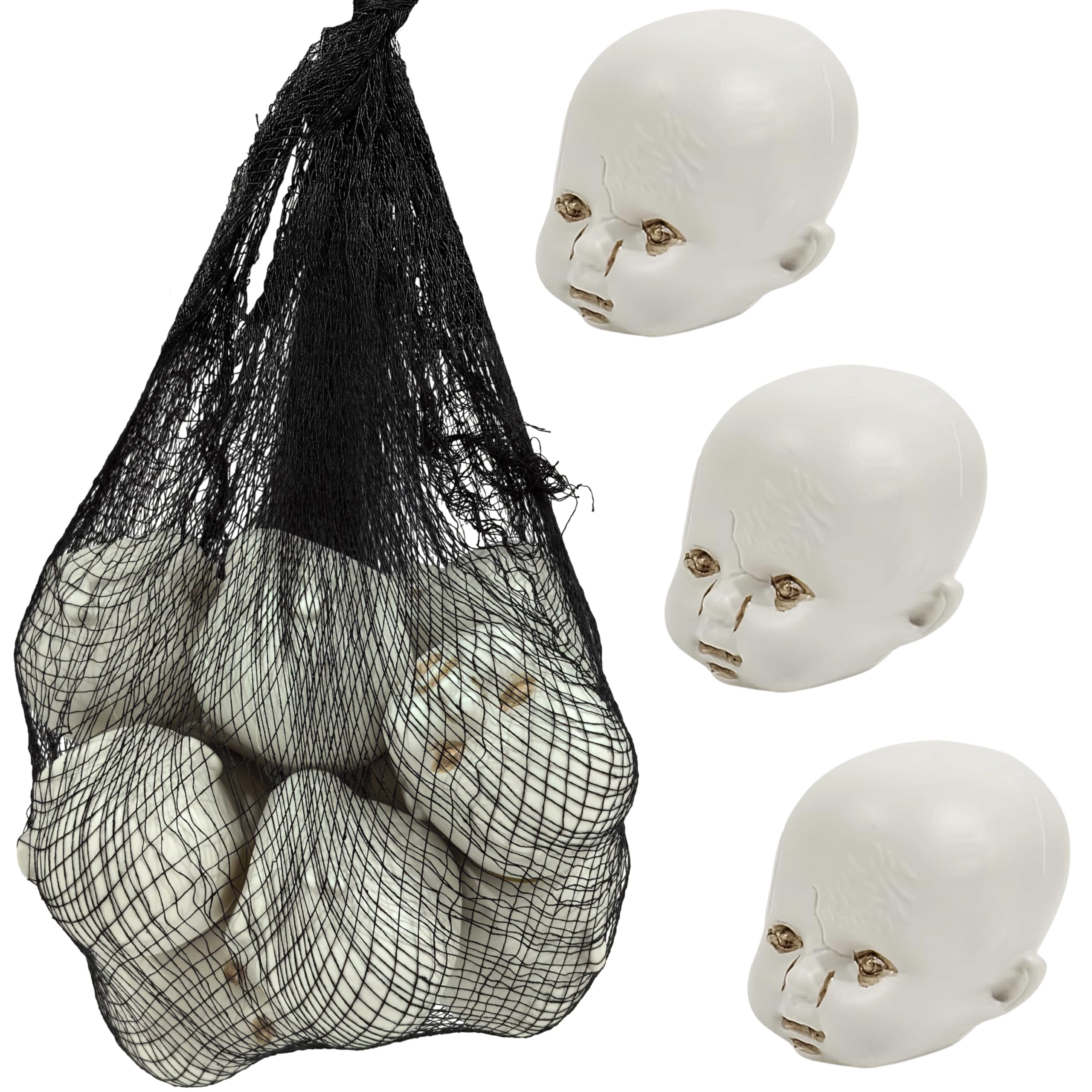 4E's Novelty Halloween Decorations Creepy Bag of Doll Heads 12 Pcs with ...