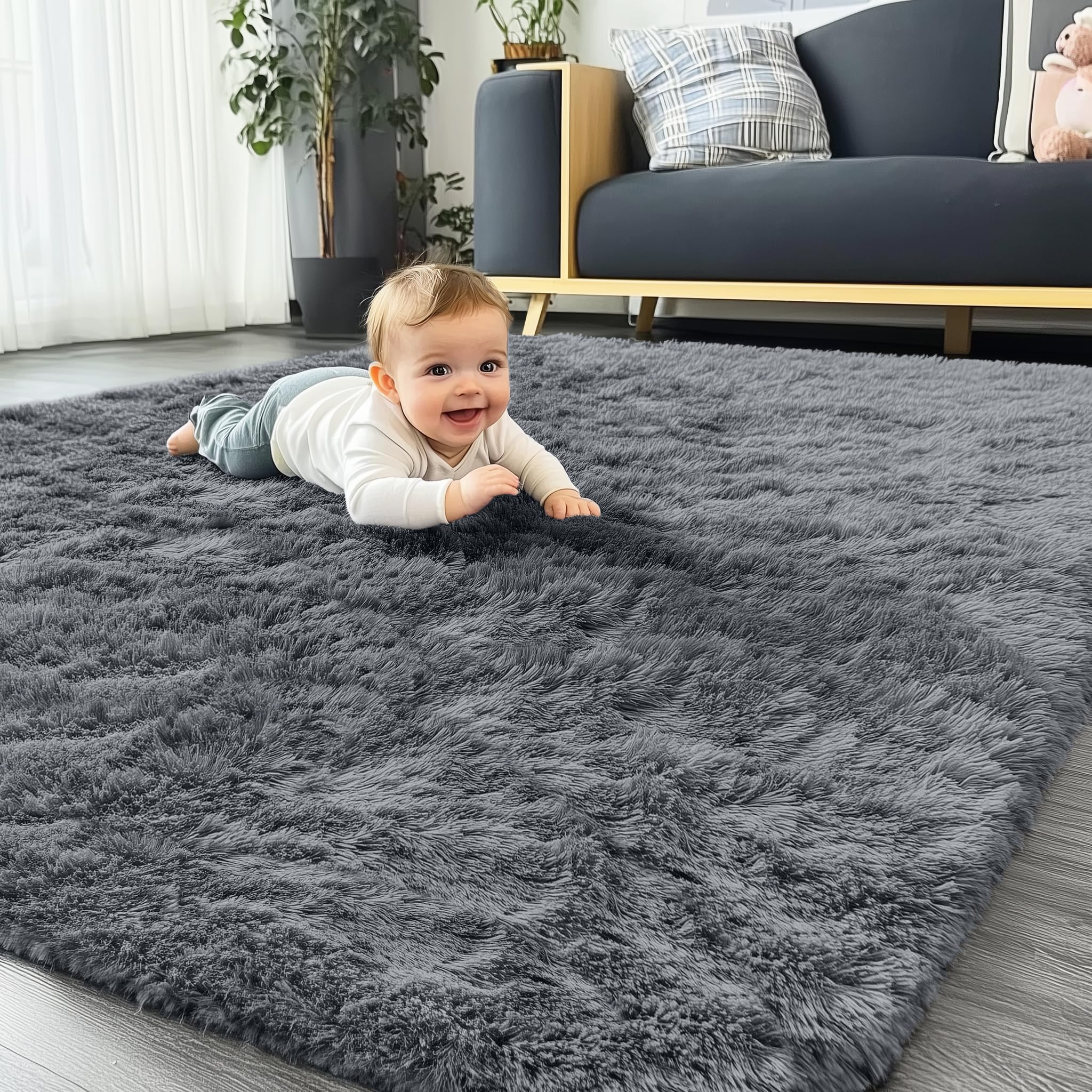 OLANLY Area Rugs for Living Room Bedroom, Machine Washable 4x5.9 Feet ...
