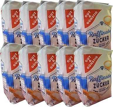 Gut&Günstig 10x Feiner Zucker Raffinade je 1kg Packung [10kg]: Amazon ...