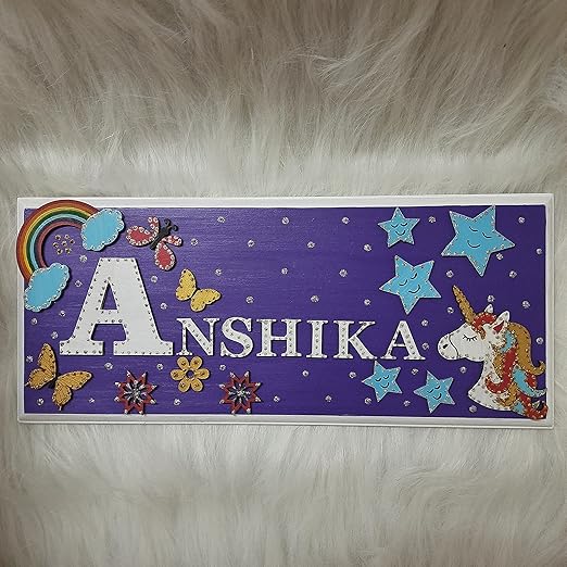 Buy Innovate Crafts-Kids Big Nameplate in Unicorn Theme in Mauve ...