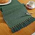 Amazon.com: Laolitou Christmas Table Runner with Tassels, Boho Farmhouse Rustic Table Runners 72 ...