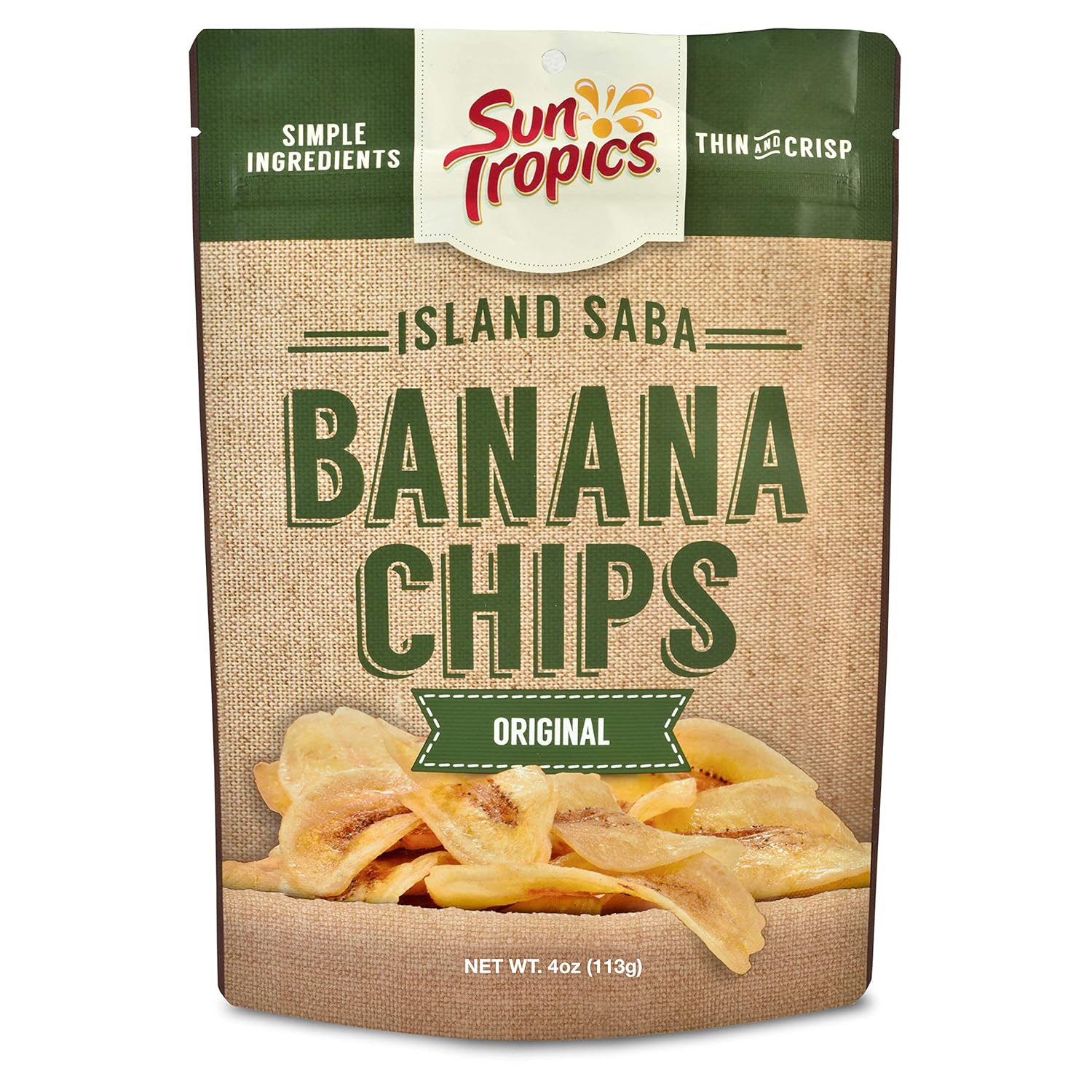 Sun Tropics Island Saba Banana Chips, Original, 4 oz (6 Pack), Vegan ...