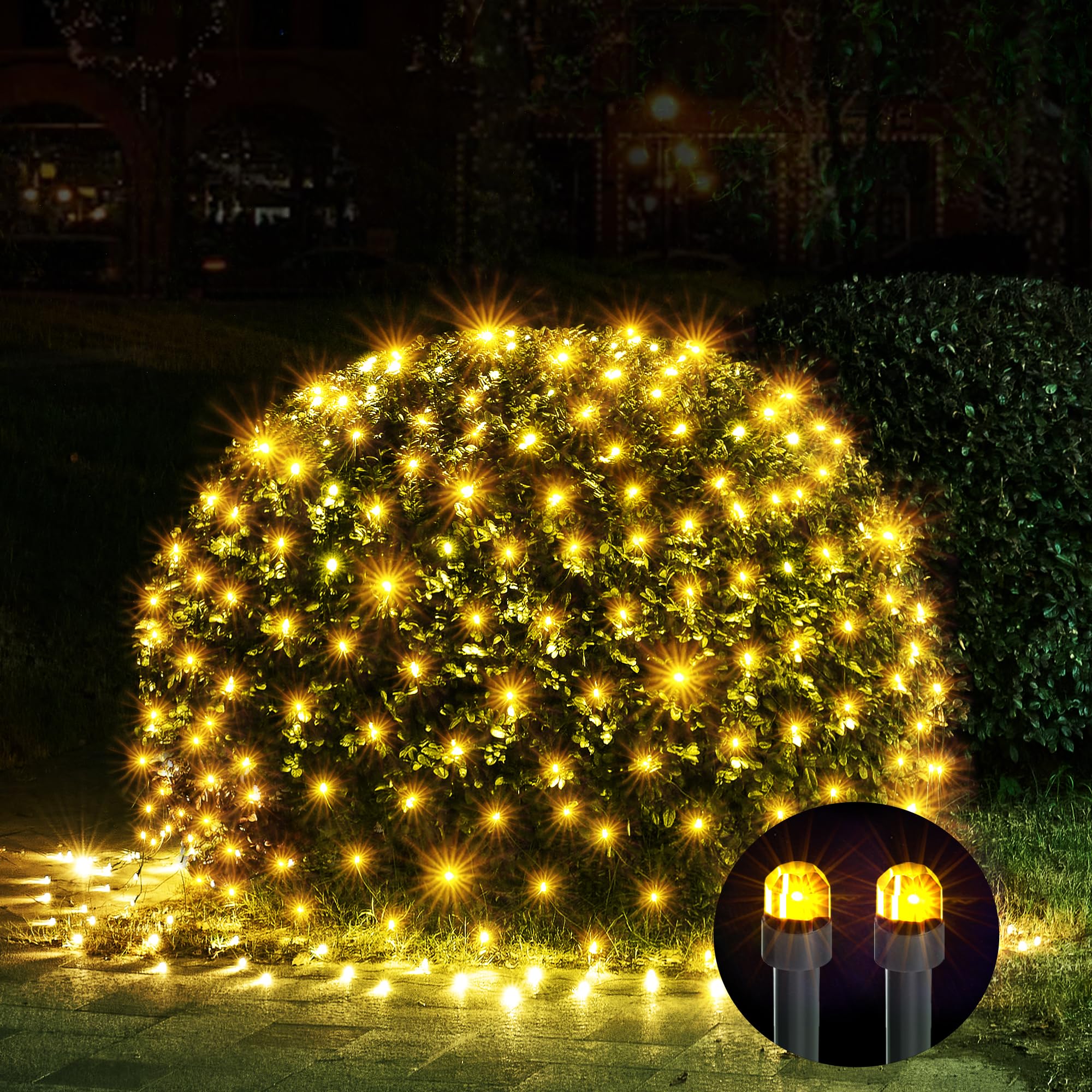 WBao Christmas Net Lights 200LED F8 Big Bulbs, 8.4ft x 5.2ft Christmas ...