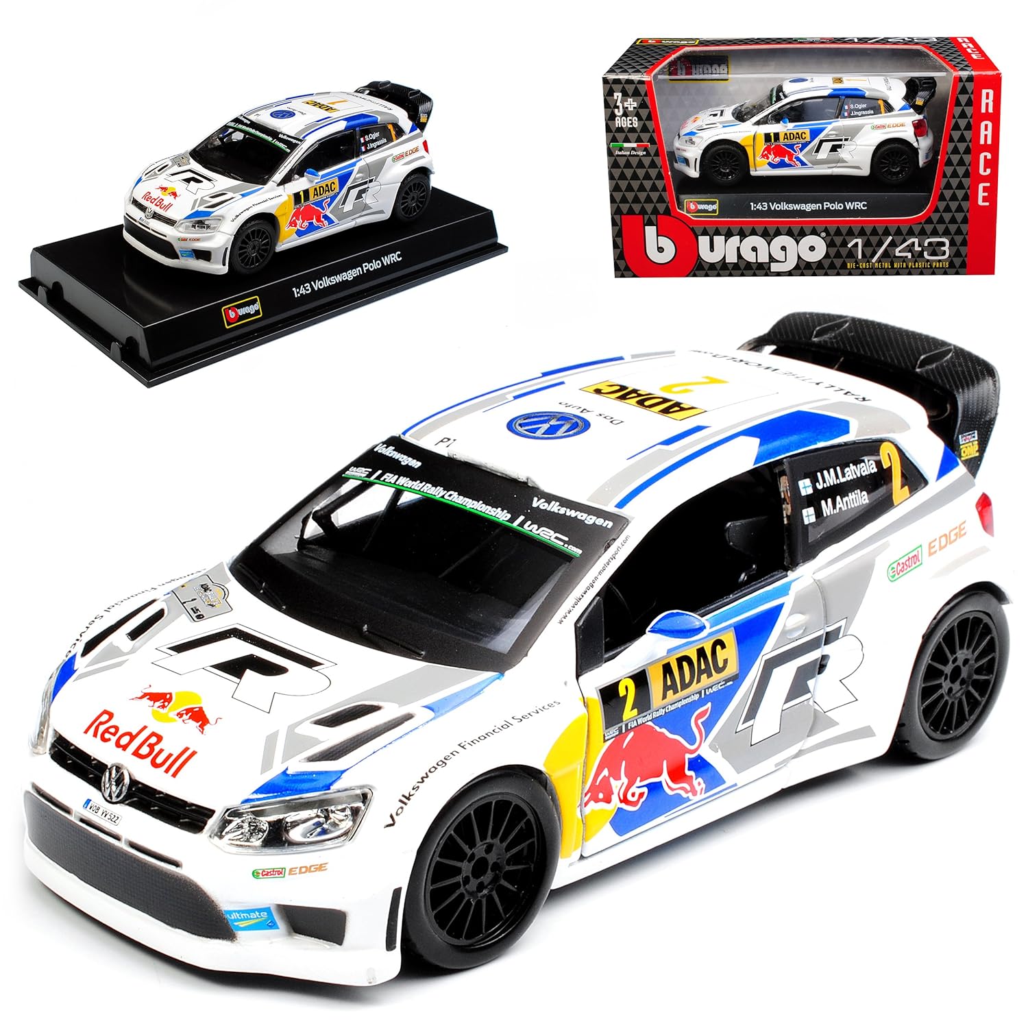Bburago Volkwagen Polo R WRC Sebastien Ogier Rally WRC Weltmeister 2014 ...