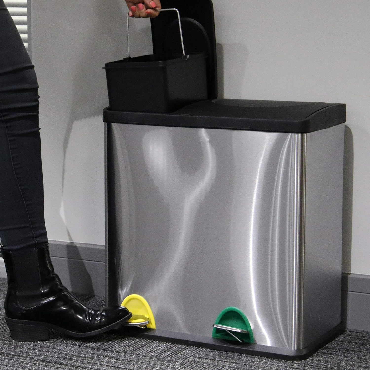 Compact Recycling Pedal Bin | Stainless Steel Kitchen Waste Bin ...