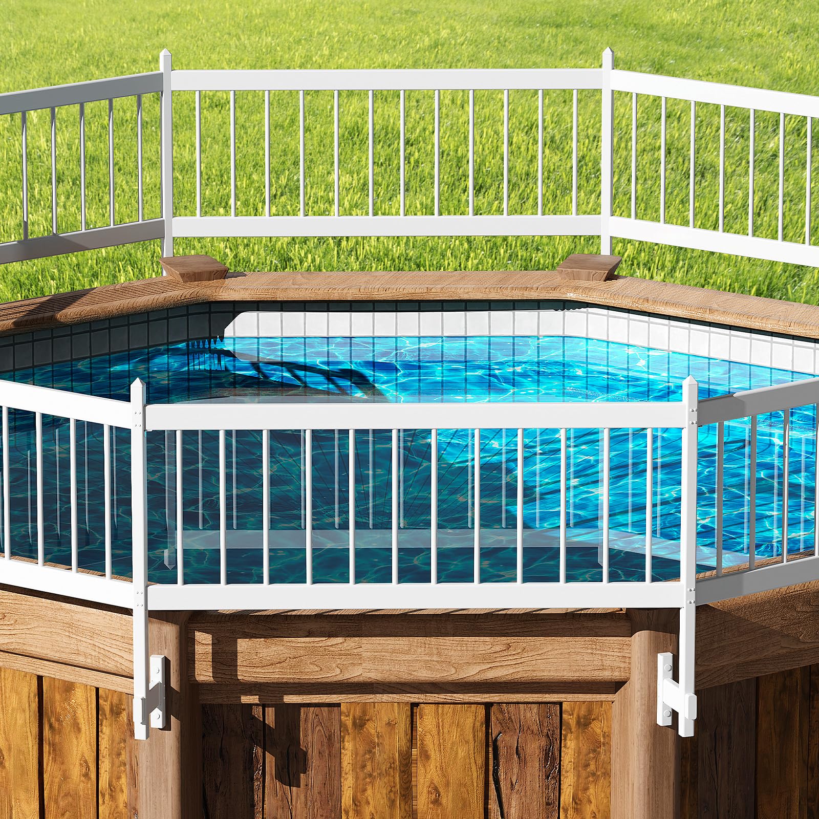 VINGLI Above Ground Pool Safety Fence,Swimming Pool Fences, Pool Fencing,White (Kit A-8 Sections ...