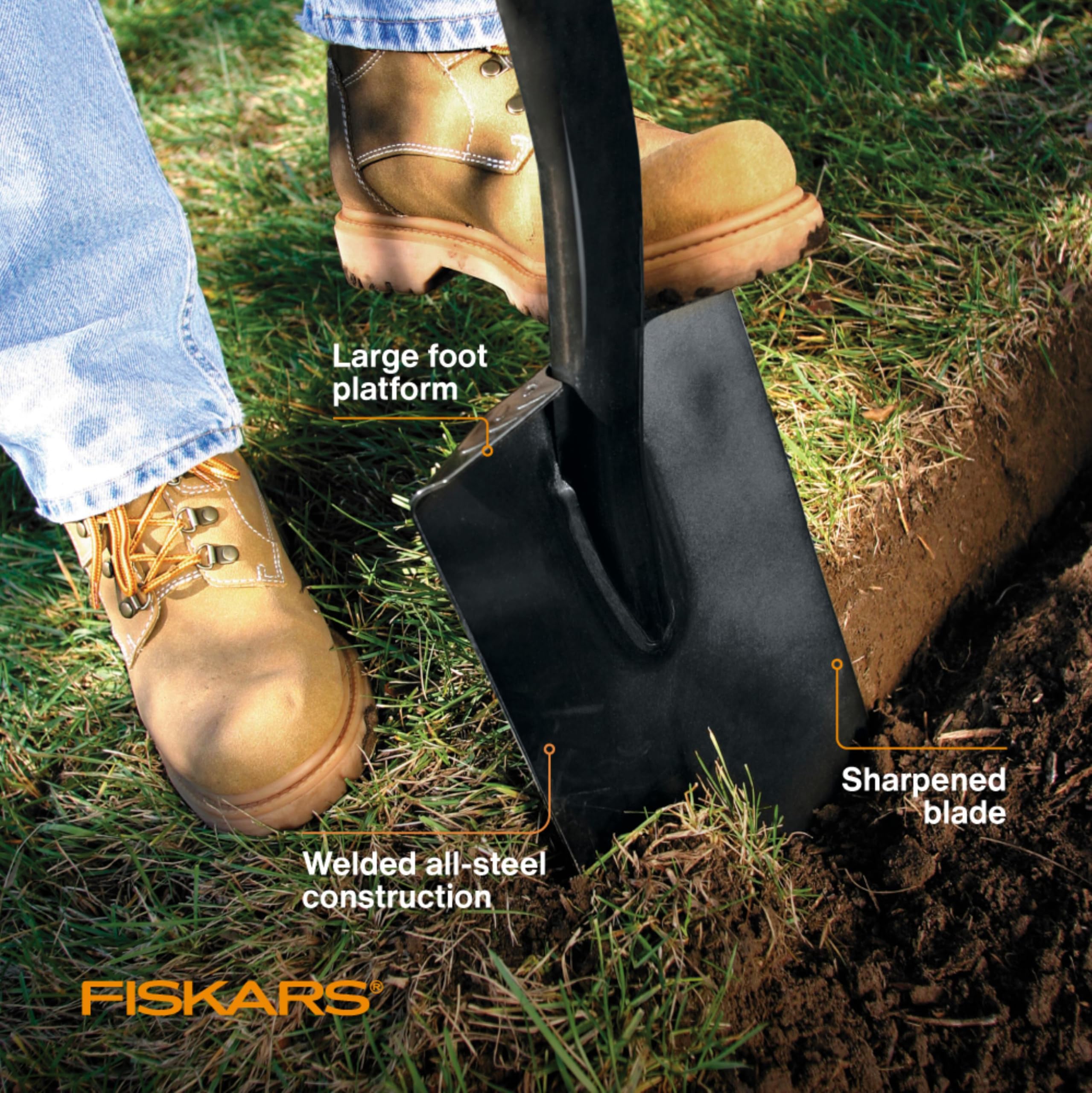 Mua Fiskars 46" Spade Garden Shovel, Steel Flat Spade with Ergonomic D ...